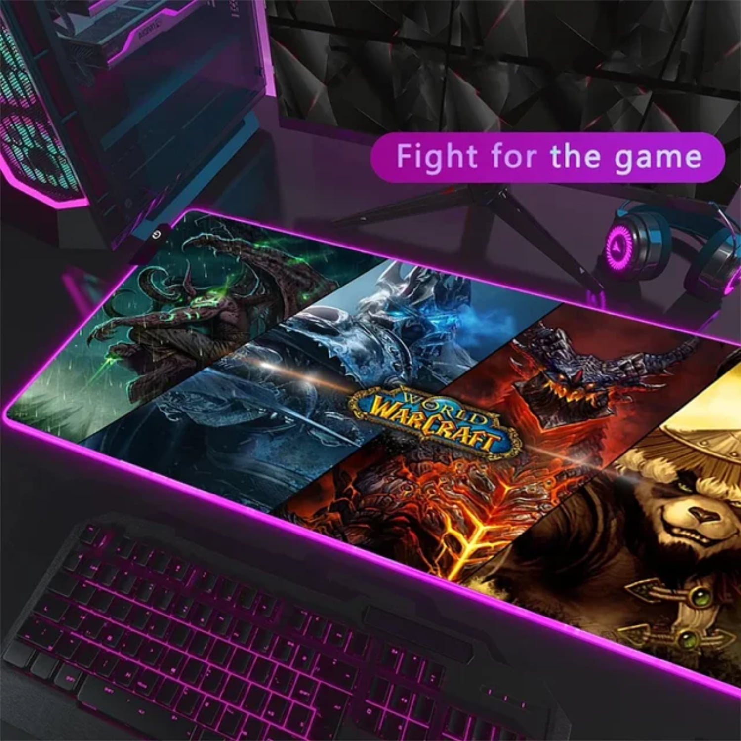 XEJMOA High-Quality Cute World of Warcraft Backlit RGB Mouse Pad and ...