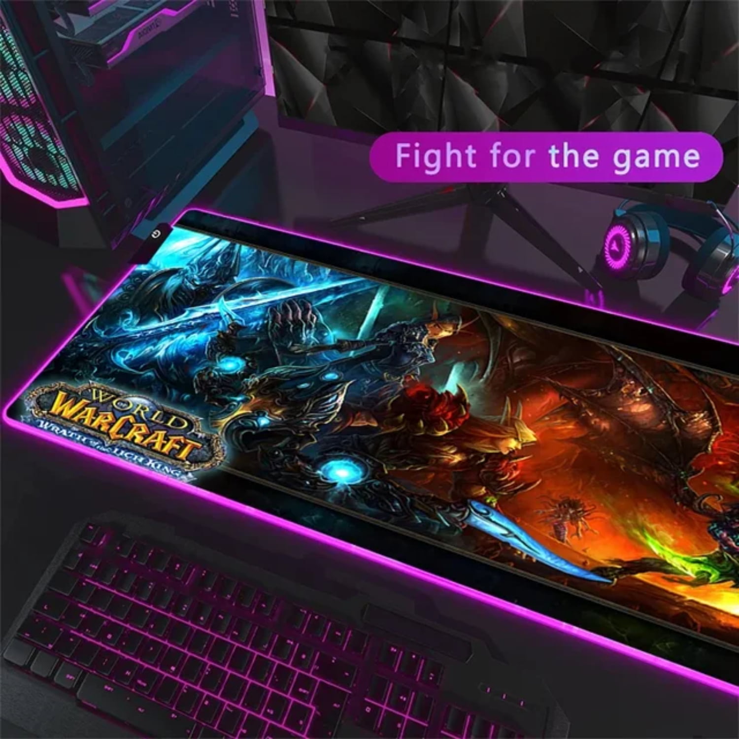 XEJMOA High-Quality Cute World of Warcraft Backlit RGB Mouse Pad and ...