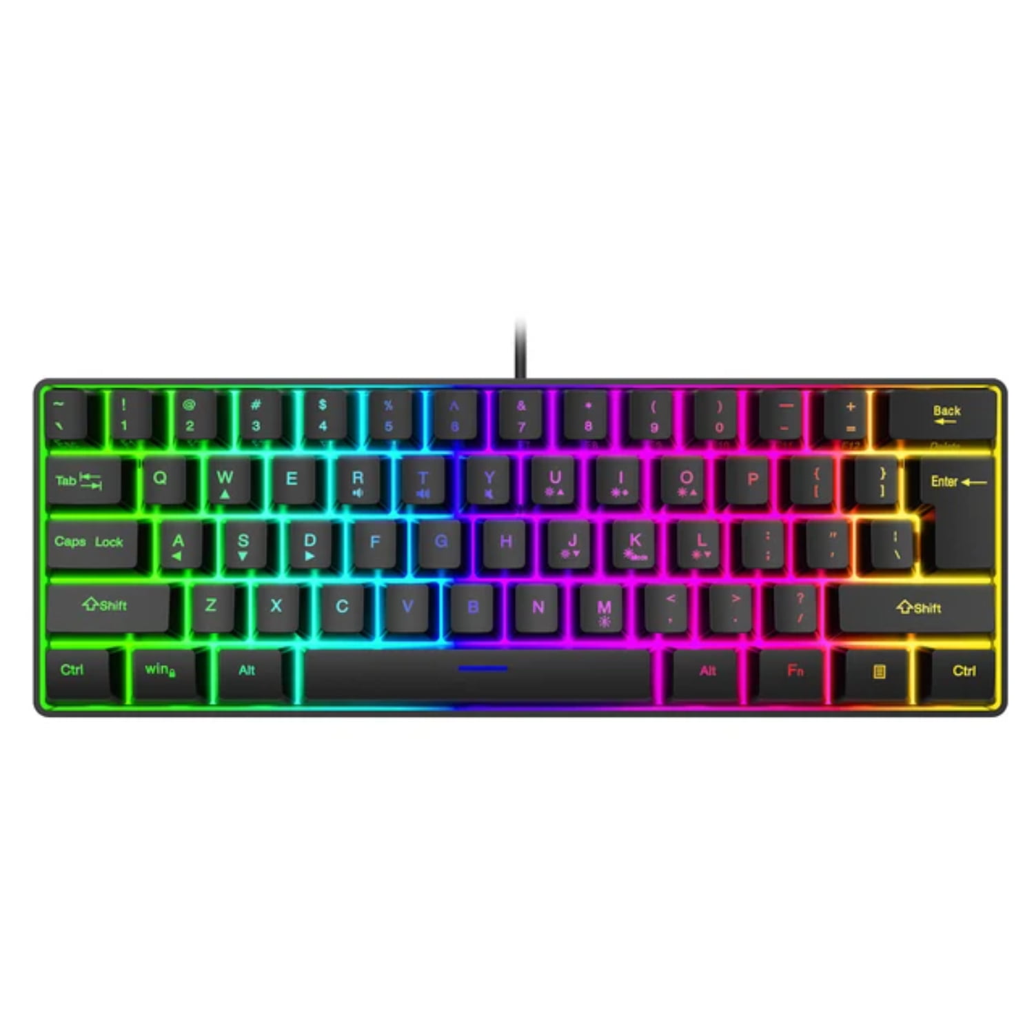 XEJMOA Multiple Color Combinations 61 Keys USB Wired RGB 60% Computer ...