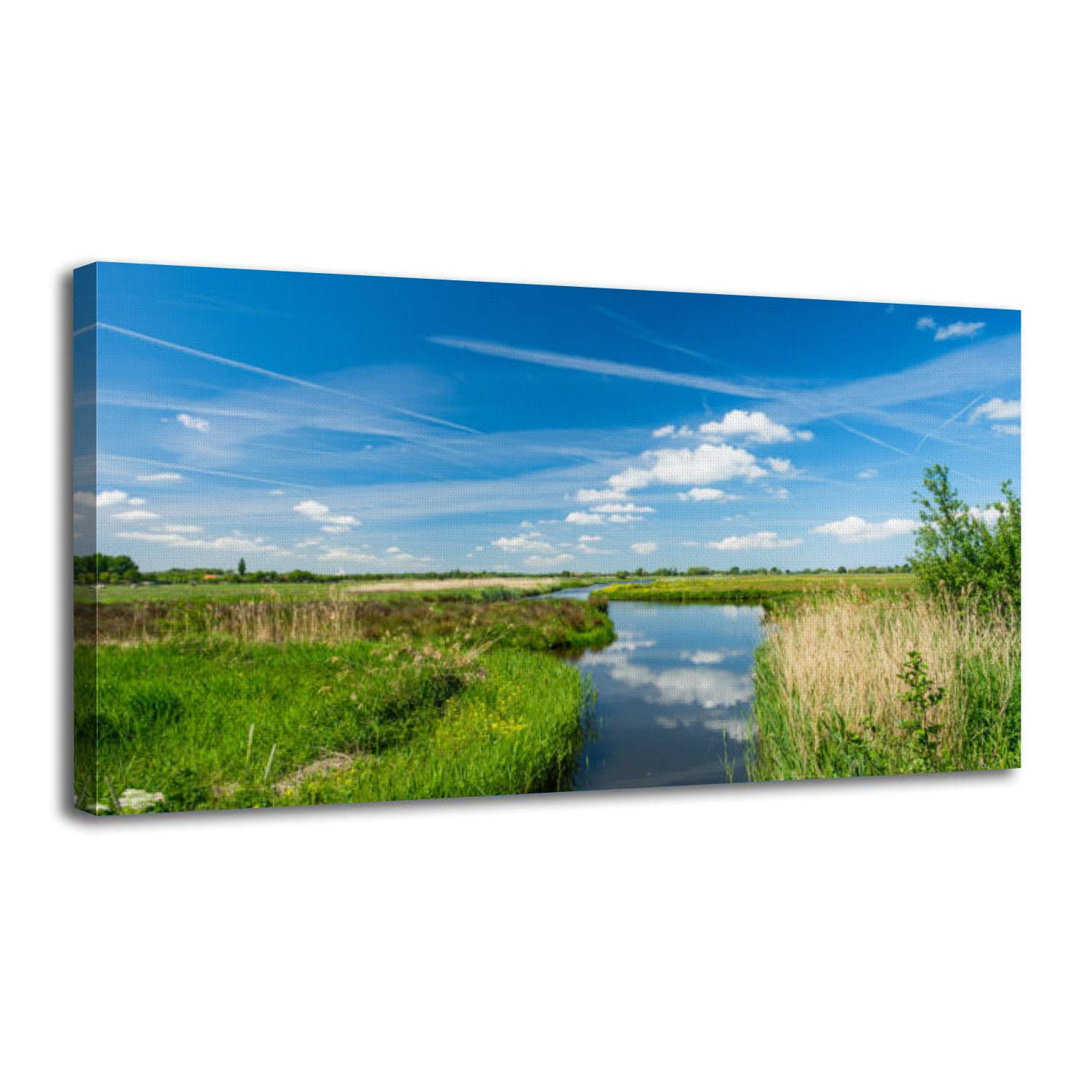 XEOSLKRH Canvas Wall Art Beautiful polder landscape reflections sky ...