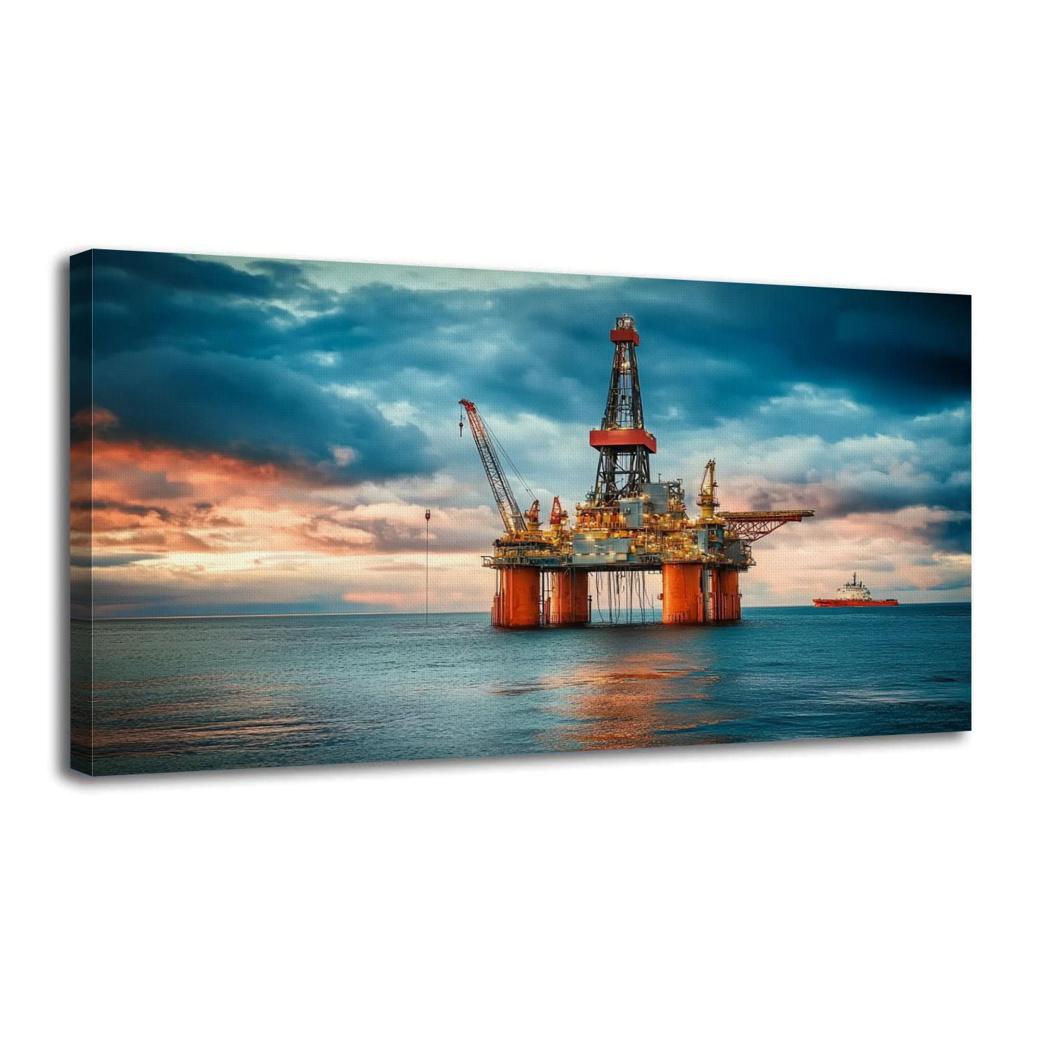 XEOSLKRH Canvas Wall Art HDR Offshore drilling rig day Wall Decor for ...