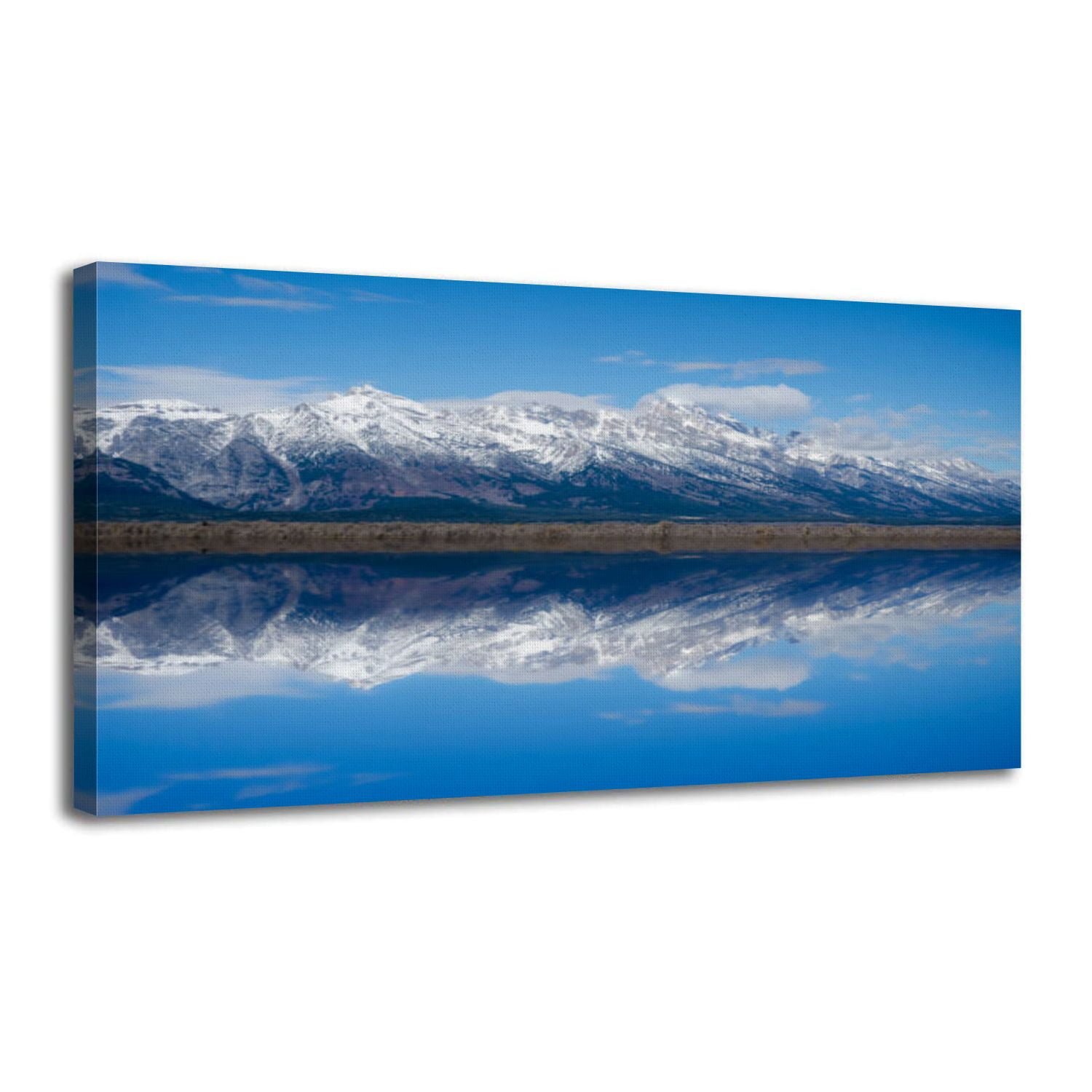 XEOSLKRH Canvas Wall Art Reflection Mirror Lake Reflection Teton Grand ...