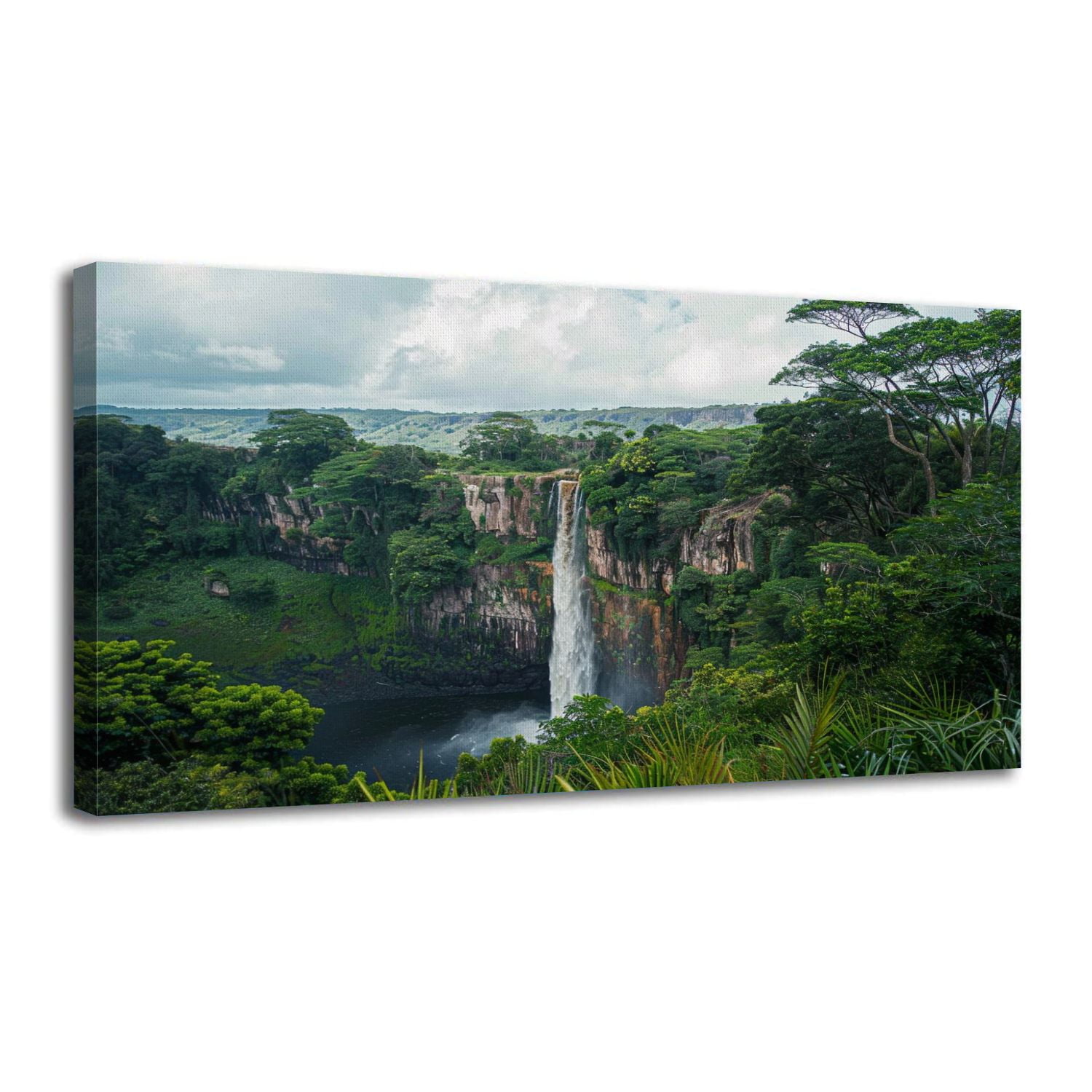XEOSLKRH Wall Art Canvas Decor Print Chamarel Waterfall Mauritius ...