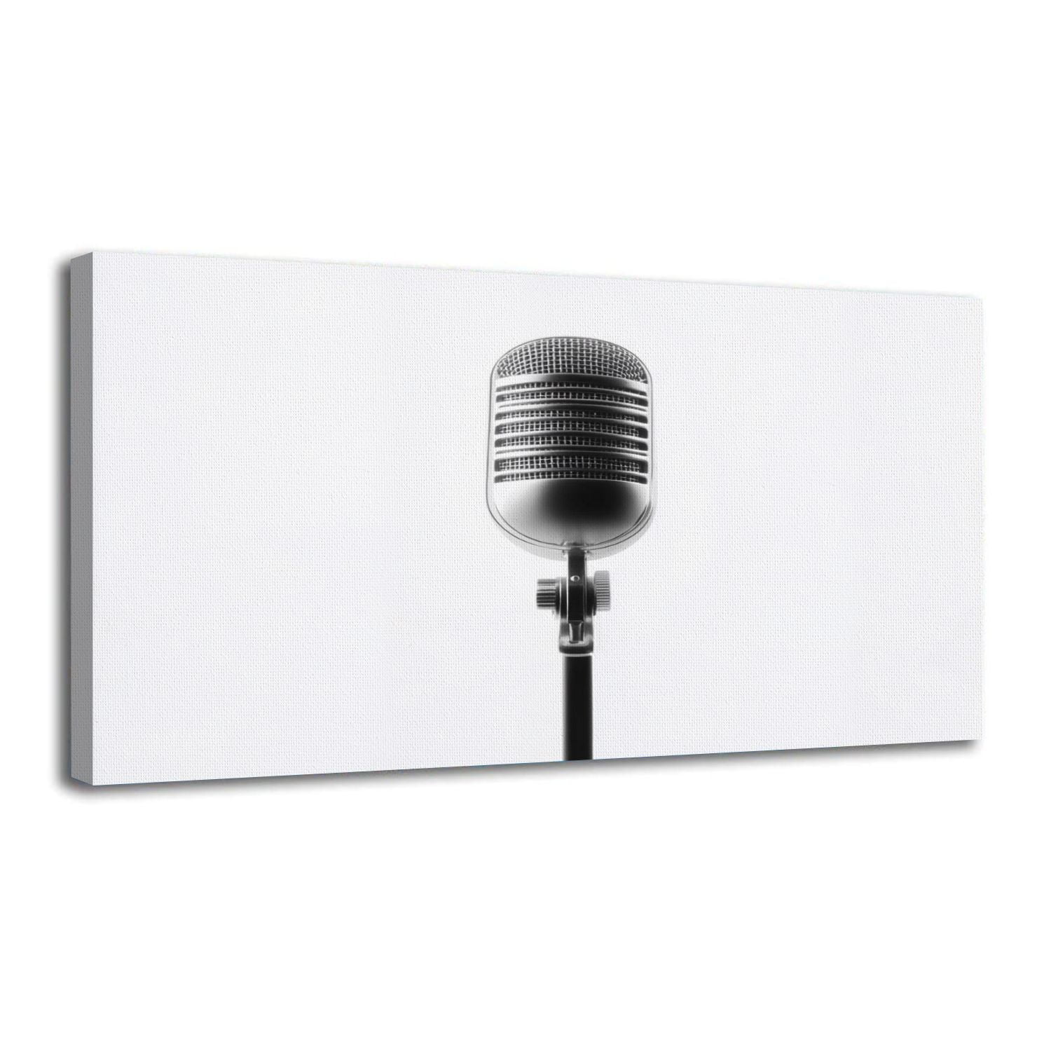 XEOSLKRH Wall Art Canvas Decor Print Microphone On White Background Art ...