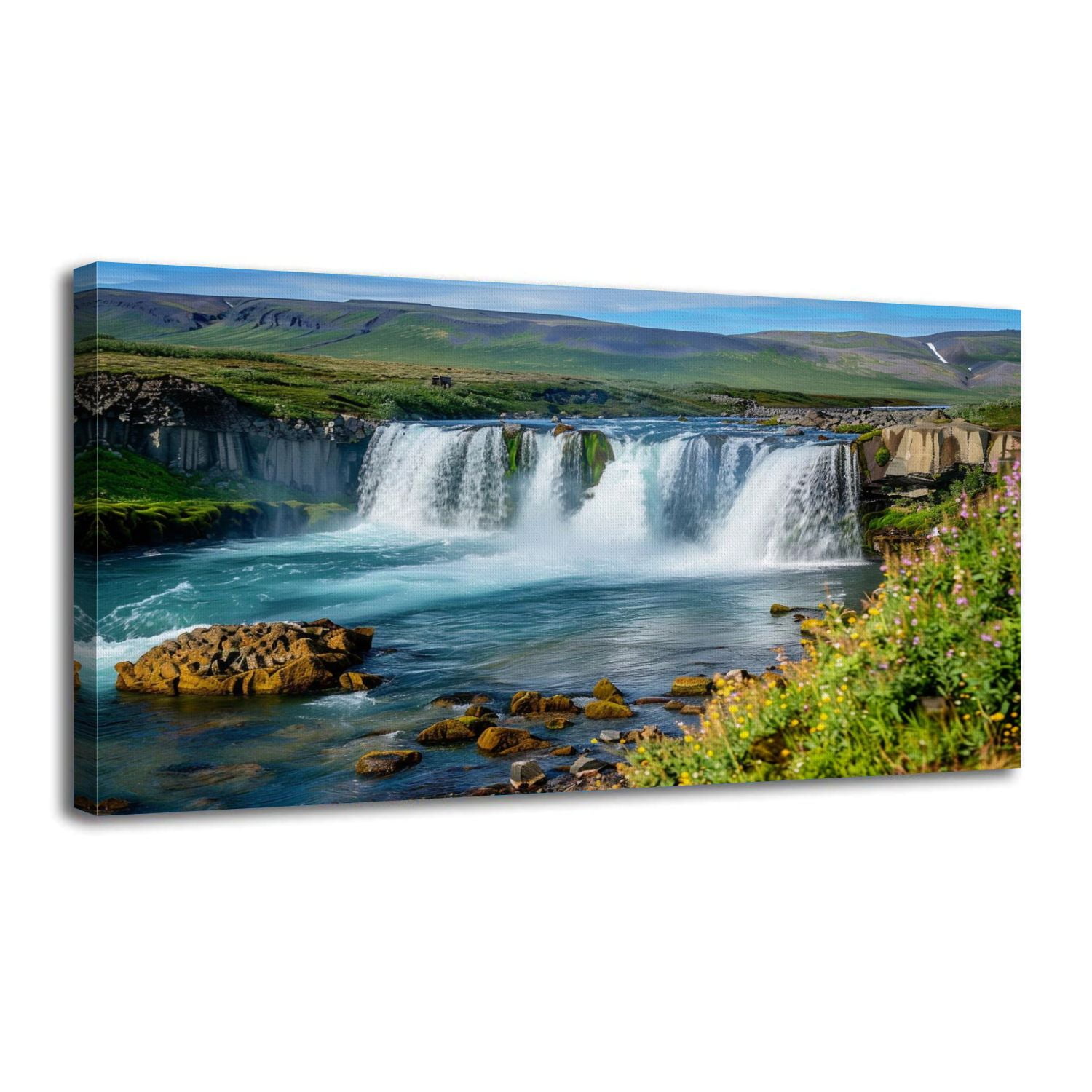 XEOSLKRH Wall Art Canvas Decor Print The Godafoss Icelandic waterfall ...