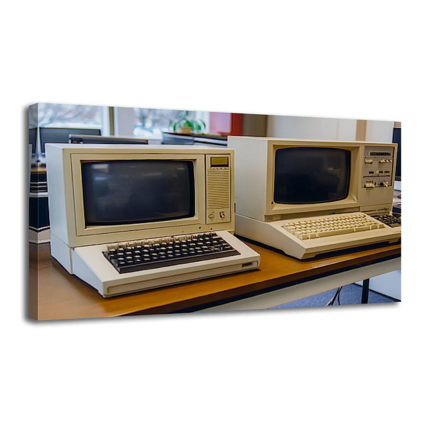 XEOSLKRH Wall Art Canvas Decor Print Very old computers an office desk ...