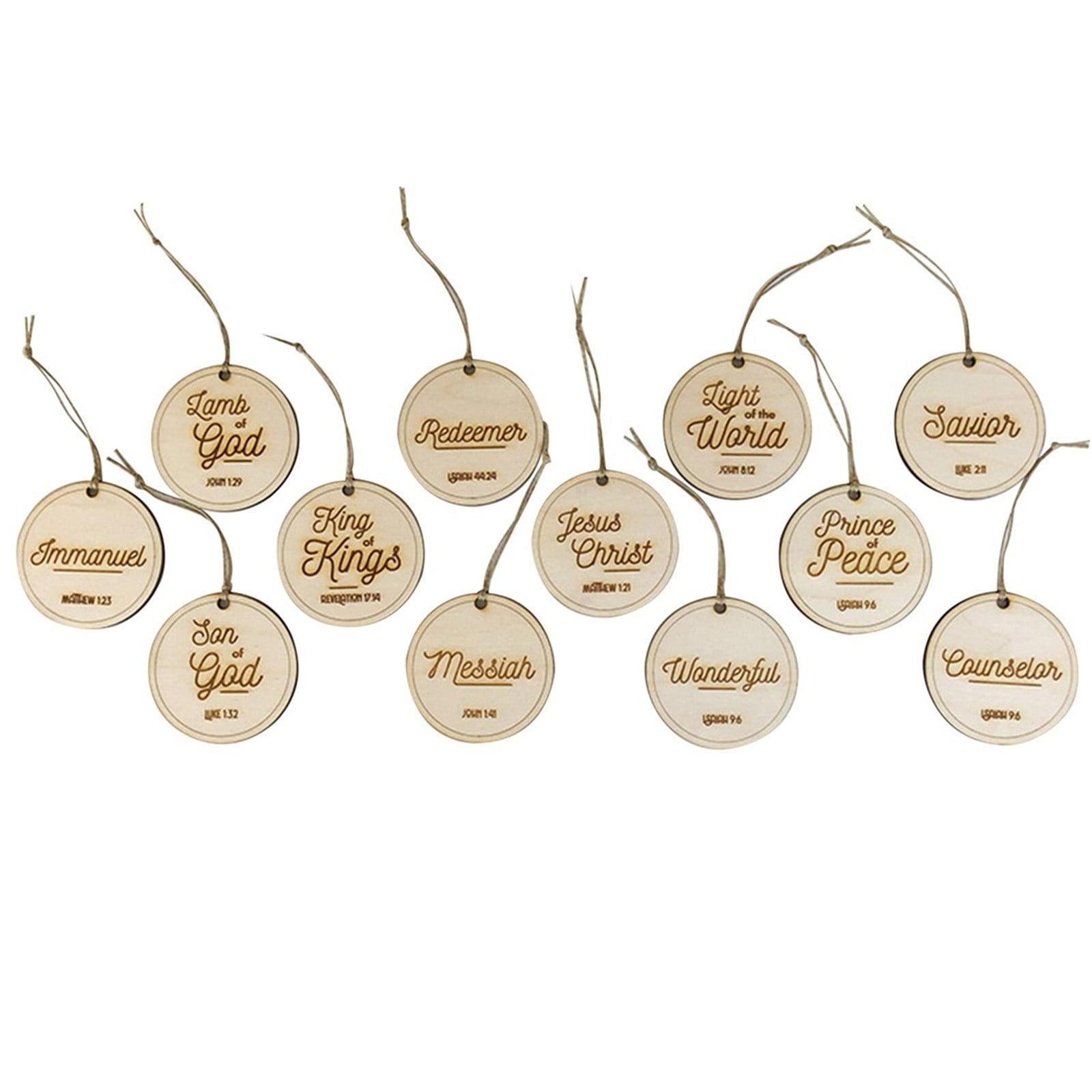 XEOVHV 12 Pcs Christmas Names of Jesus,Christ Ornaments Nativity Round ...