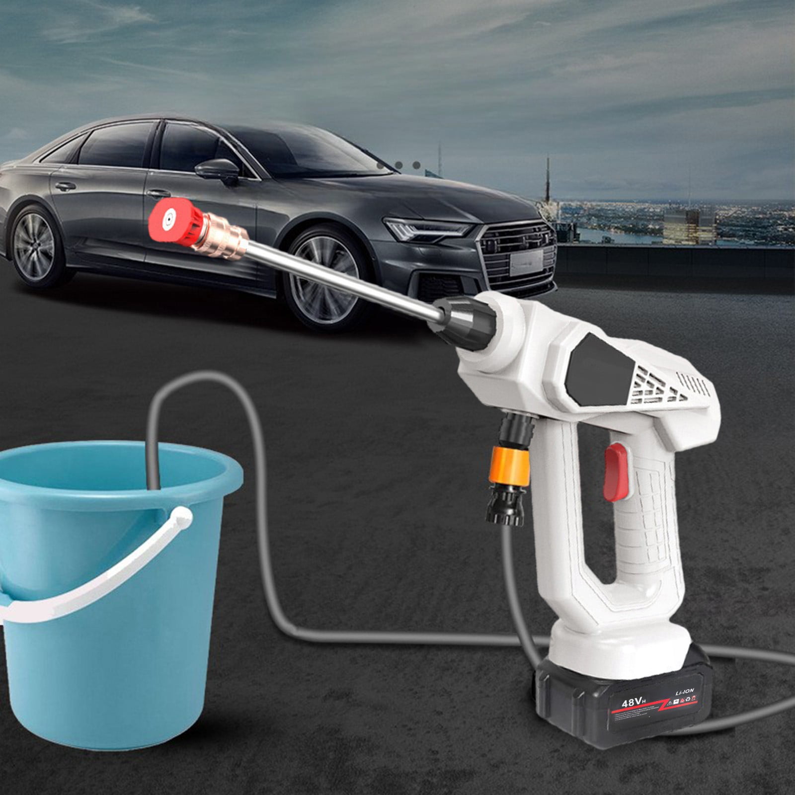 XEOVHV 18000mAh Electric Cordless High Pressure Car Washer Spray Water ...
