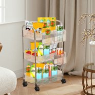 Mainstays 3 Tier Plastic Clear Utility Storage Cart, Adult Size ...