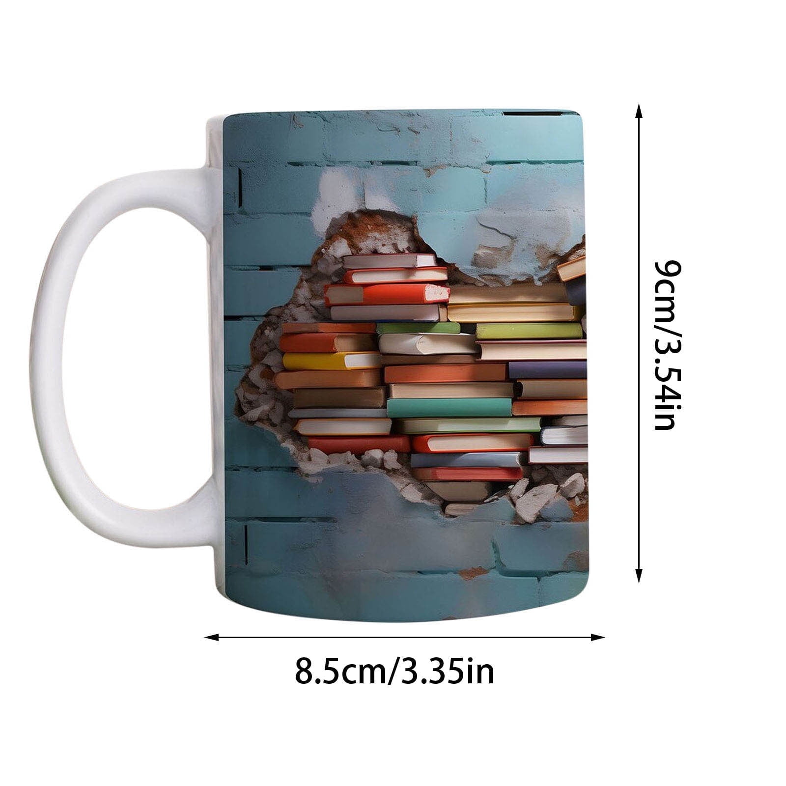 XEOVHV 3D Bookshelf Coffee Mug,3D Bookshelf Mug - A Library Shelf Cup ...