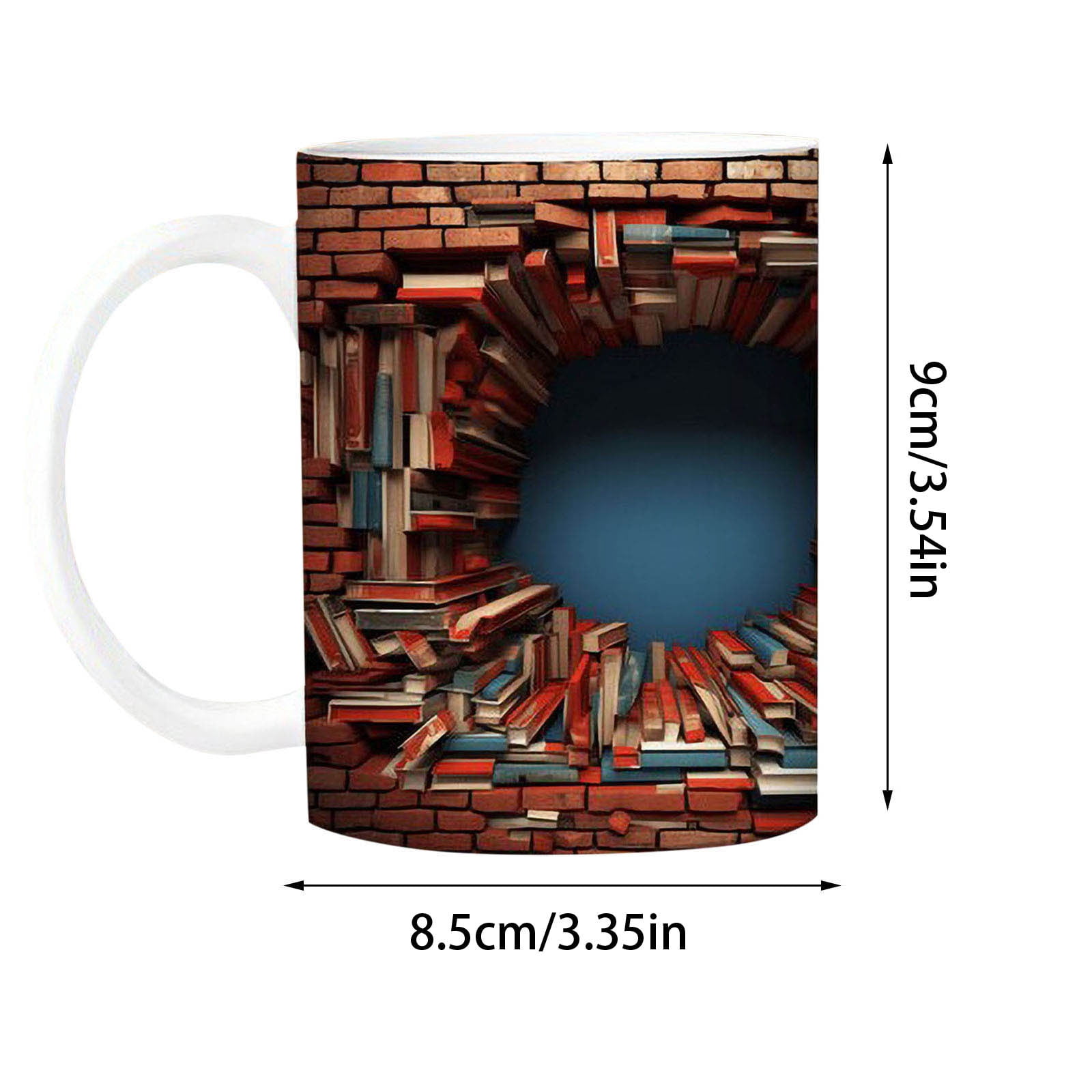 XEOVHV 3D Bookshelf Coffee Mug,3D Bookshelf Mug - A Library Shelf Cup ...