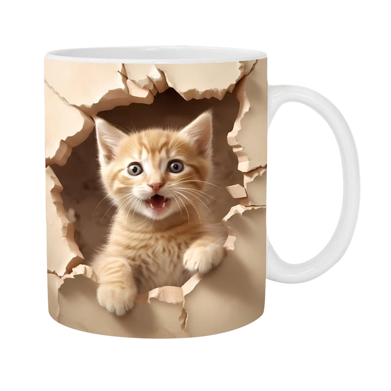 XEOVHV 3D Cat Mug, Funny Cat Heat Changing Ceramic Coffee Mug, 11 oz ...