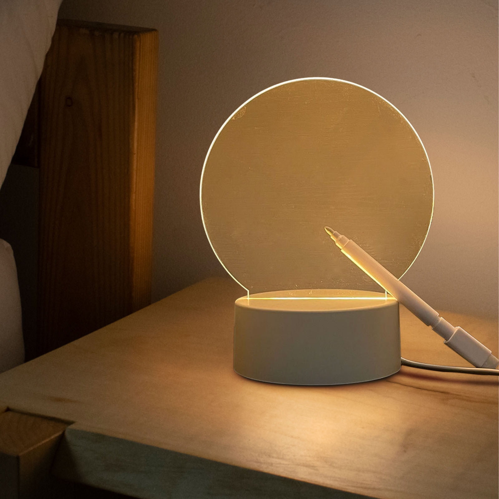 XEOVHV Acrylic Dry Erase Board with Light, Clear Desktop Note Memo ...