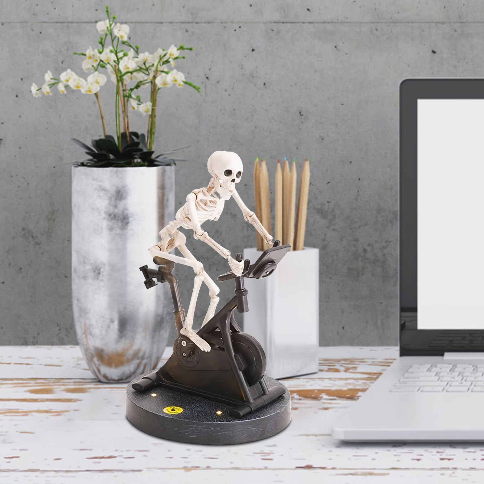XEOVHV Animated Skeleton Riding Bike,Funny Animatronic Skeleton, Sound ...