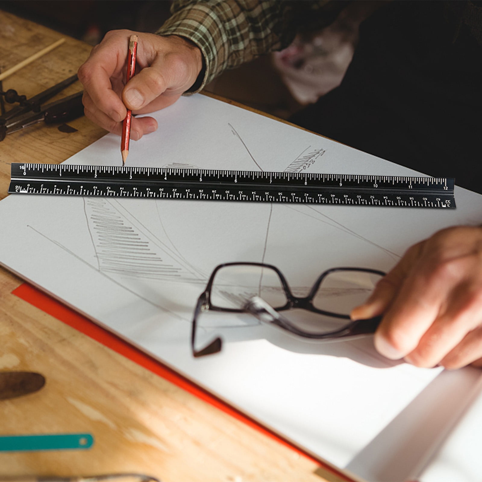 XEOVHV Architectural Scale Ruler, 12" Aluminum Architect Scale ...