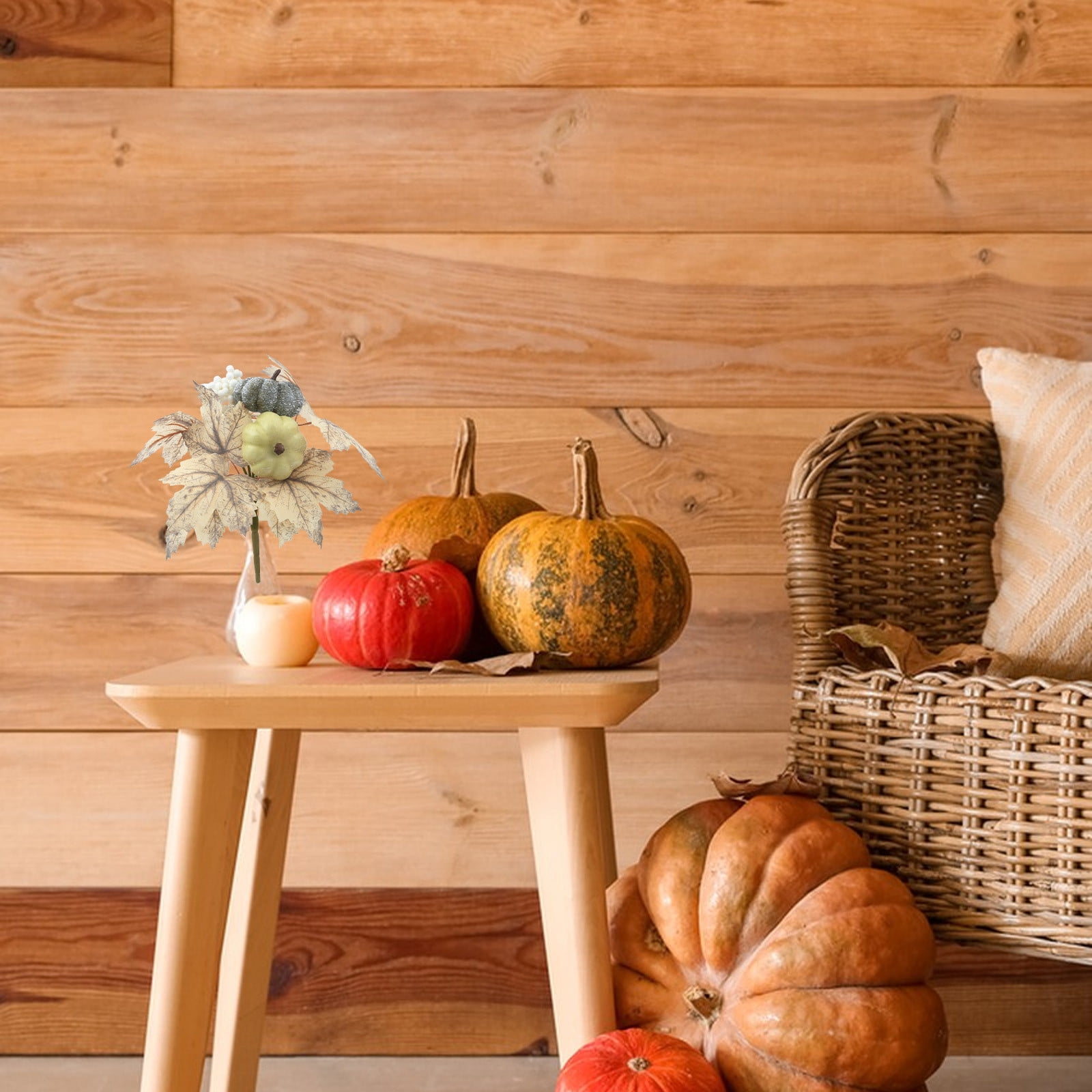 Clearance!Artificial Maple Leaves Branches with Pumpkin, 9.84 inch ...