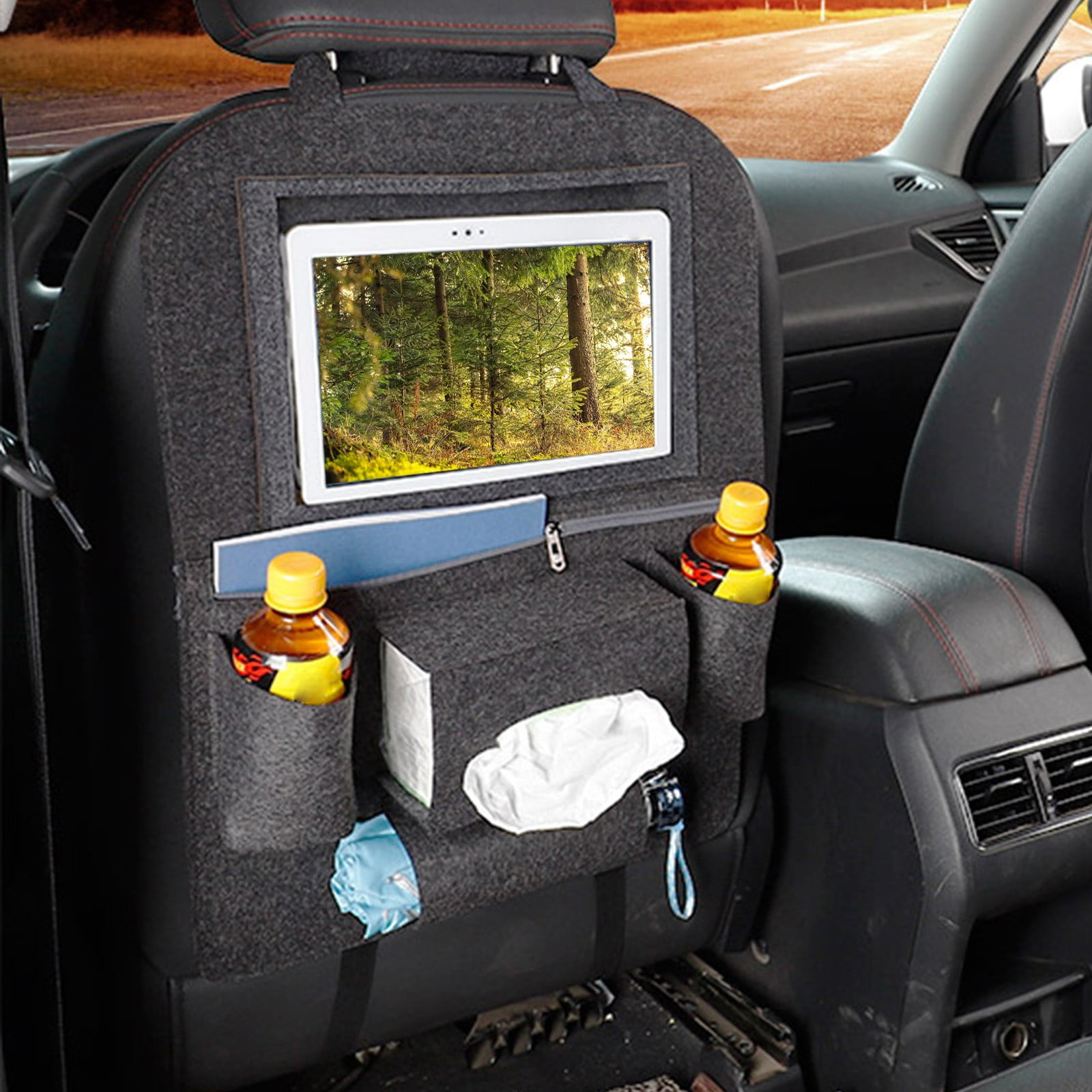 XEOVHV Backseat Car Organizer, Kick Mats Back Seat Protector with Touch ...