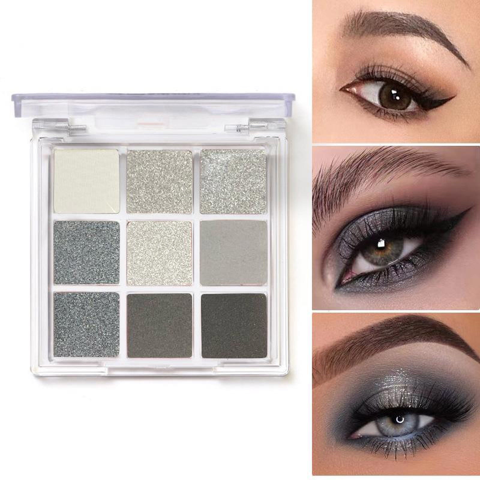 XEOVHV Black Smokey Gray Silver Glitter Shimmer Eye Eyeshadow Makeup ...