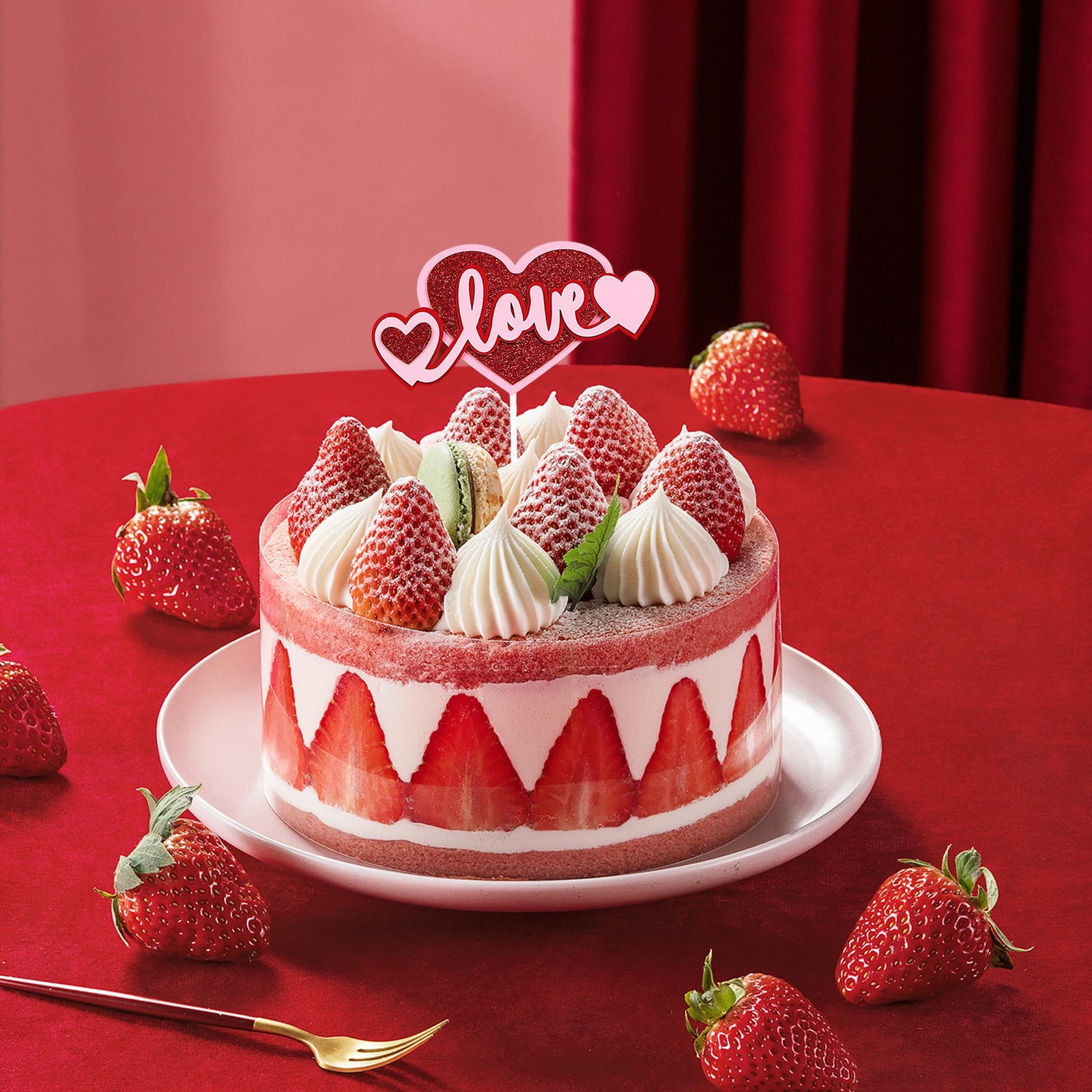XEOVHV Cake Decoration Inserts Valentine's Day Baking Dessert Table ...