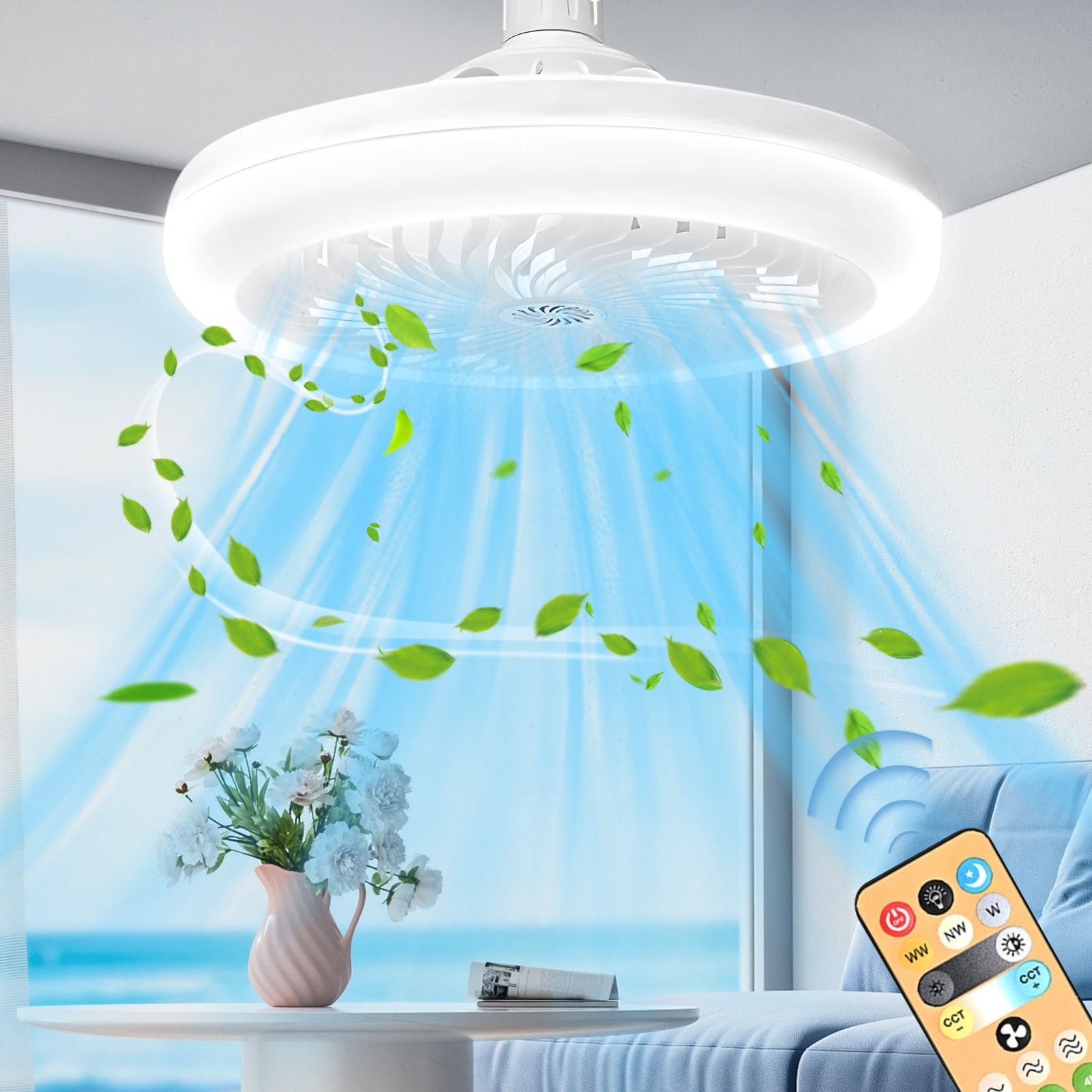 XEOVHV Ceiling Fans with Lights,Socket Fan Light with Remote Control,3 ...