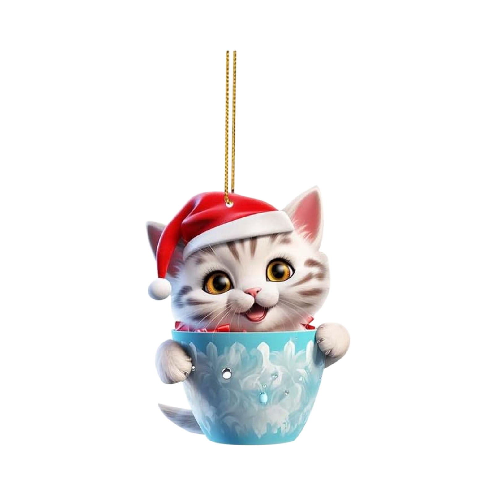 XEOVHV Christmas Cat Ornament Set，Xmas Decor Tree Hanging Cat，Acrylic ...