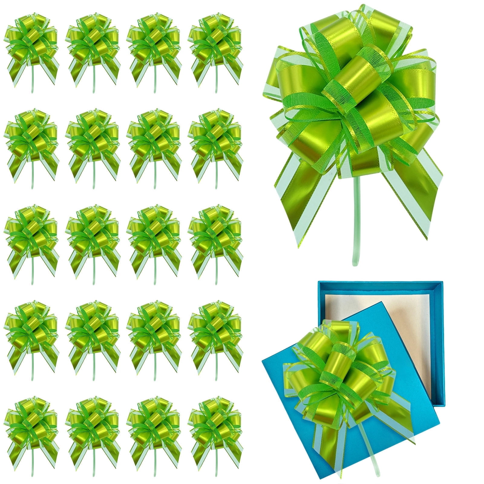 XEOVHV Christmas Gift Pull Bows - 6" Wide, Set of 20, Red, Green, Gold ...