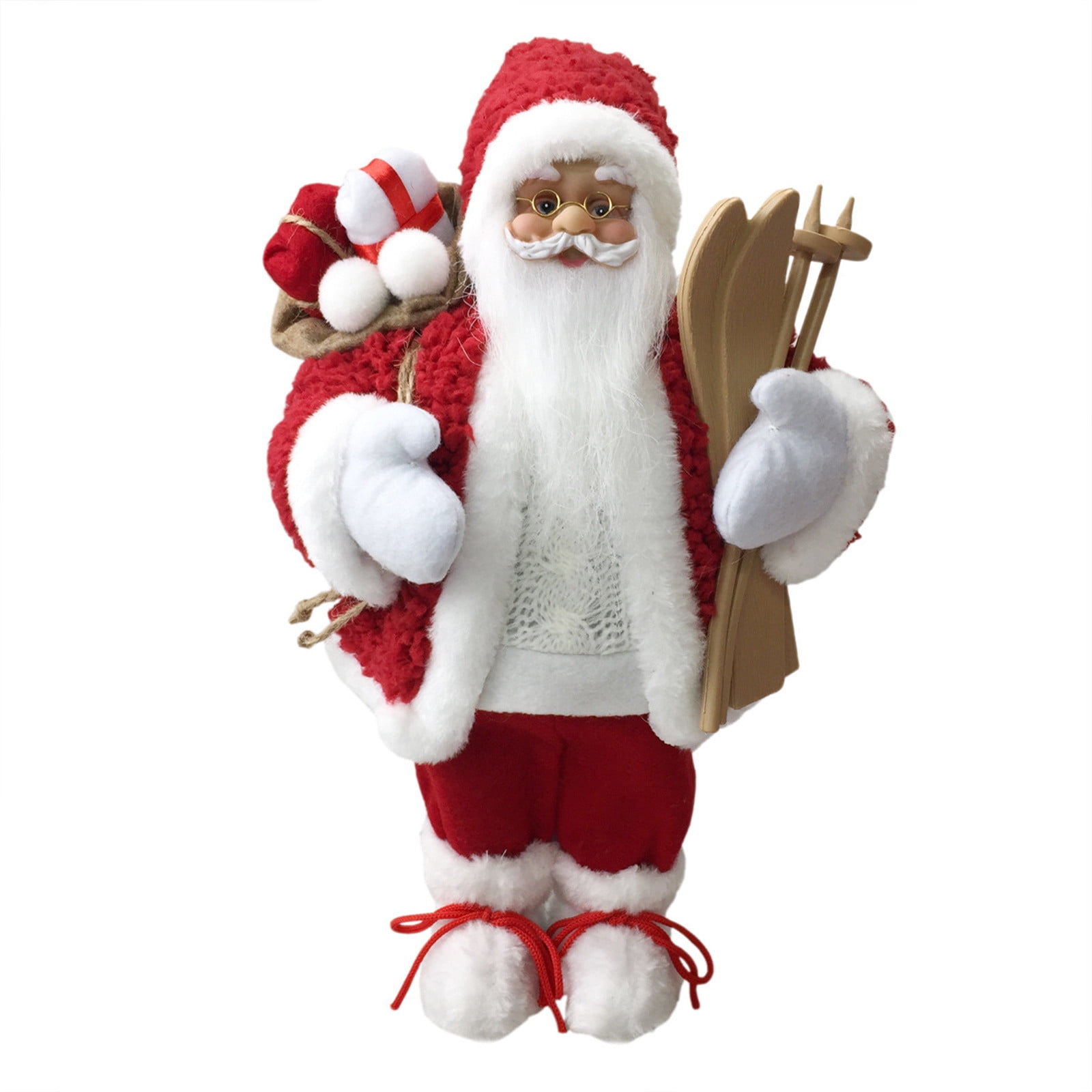 XEOVHV Christmas Santa Claus Figurines Doll with Ski pole, Santa Clause ...