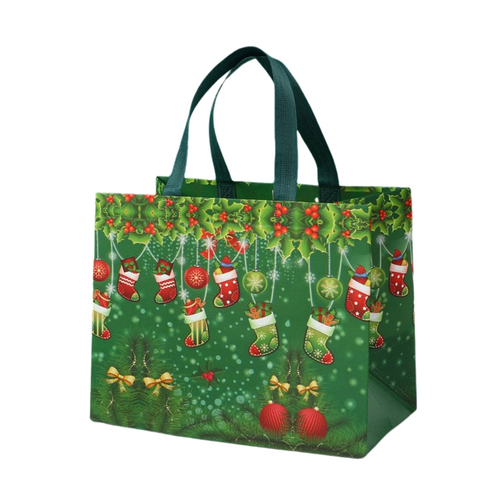XEOVHV Christmas Tote Bags With Handles, Christmas Reusable Grocery ...