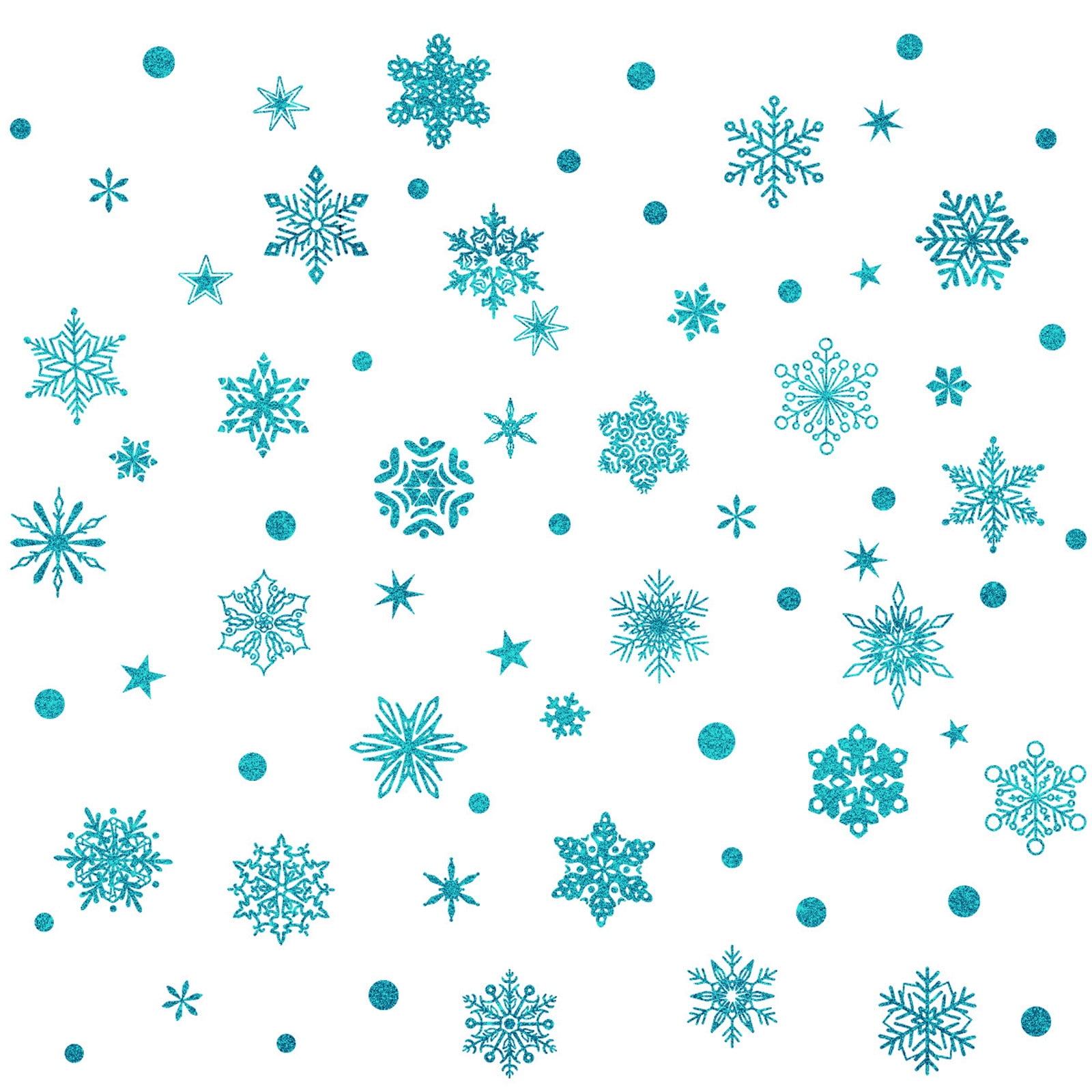 XEOVHV Clearance Christmas Blue Glitter Snowflake Window Clings ...