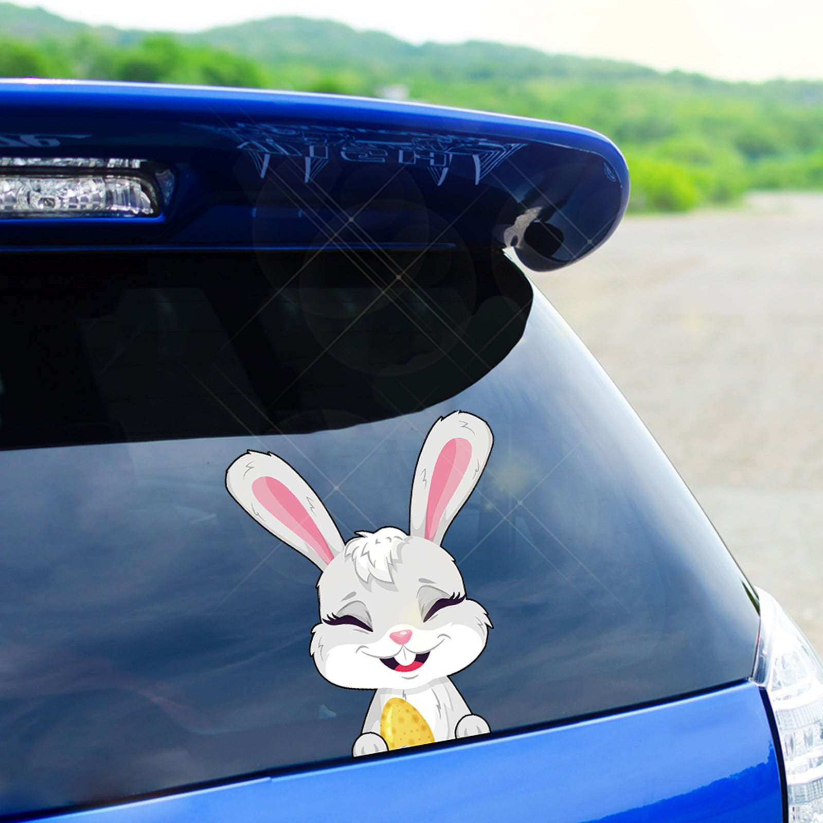 XEOVHV Easter Bunny Decor, Waterproof Vinyl Rabbit Peeking, Easter ...