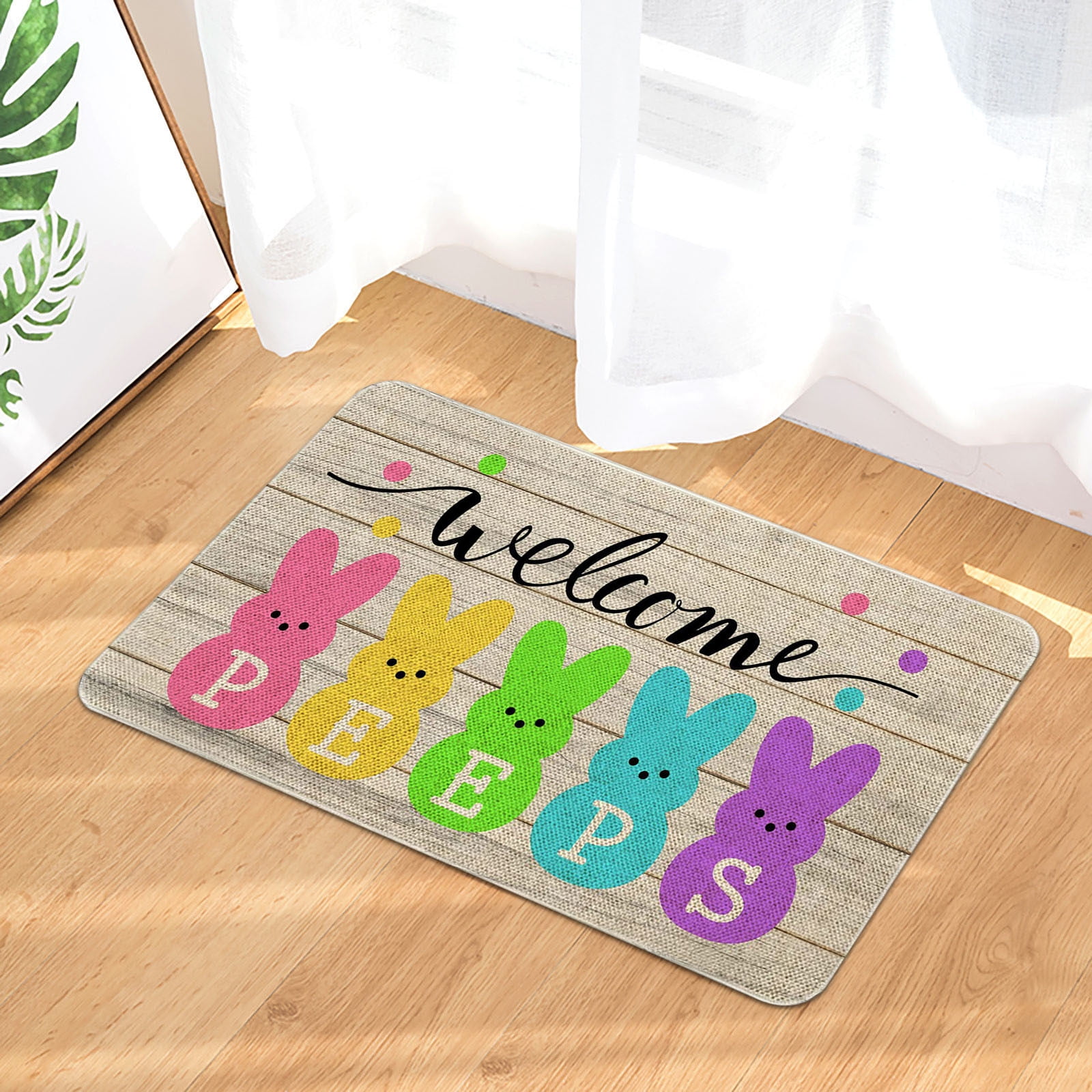XEOVHV Easter Bunny Welcome Peeps Doormat, Outdoor Entrance Buffalo ...