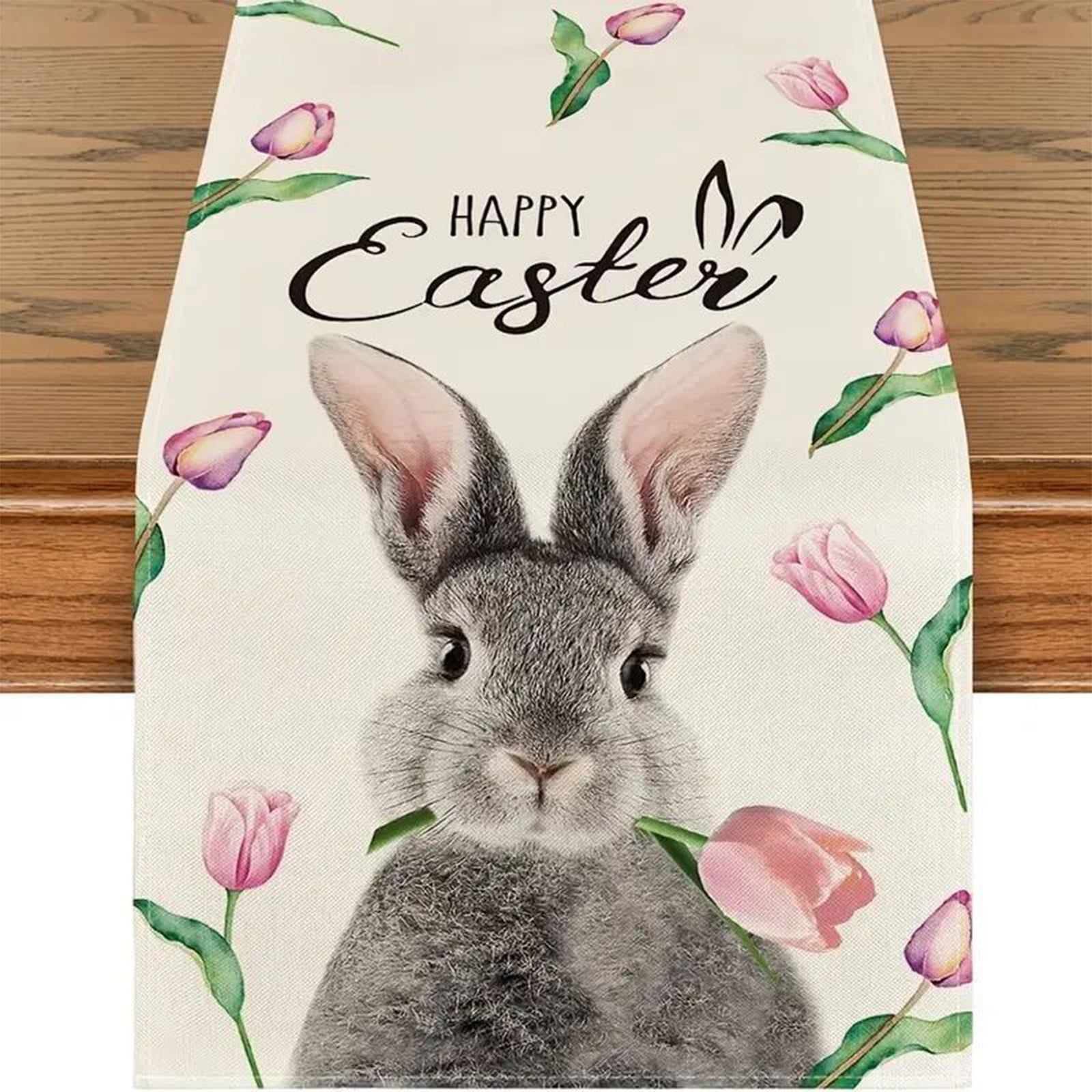 XEOVHV Easter Table Runner, 72 Inch Easter Bunny Table Runner, Happy Easter Decor for Kitchen ...
