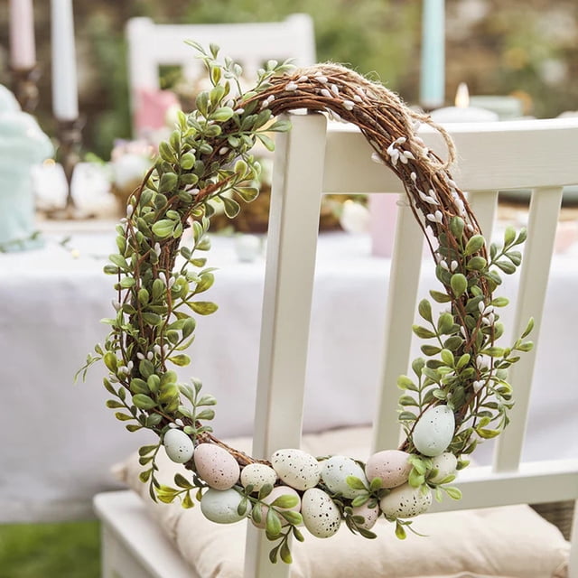 XEOVHV Easter Wreath Rabbit Ear Decoration Door Hanging Vines Wreath ...