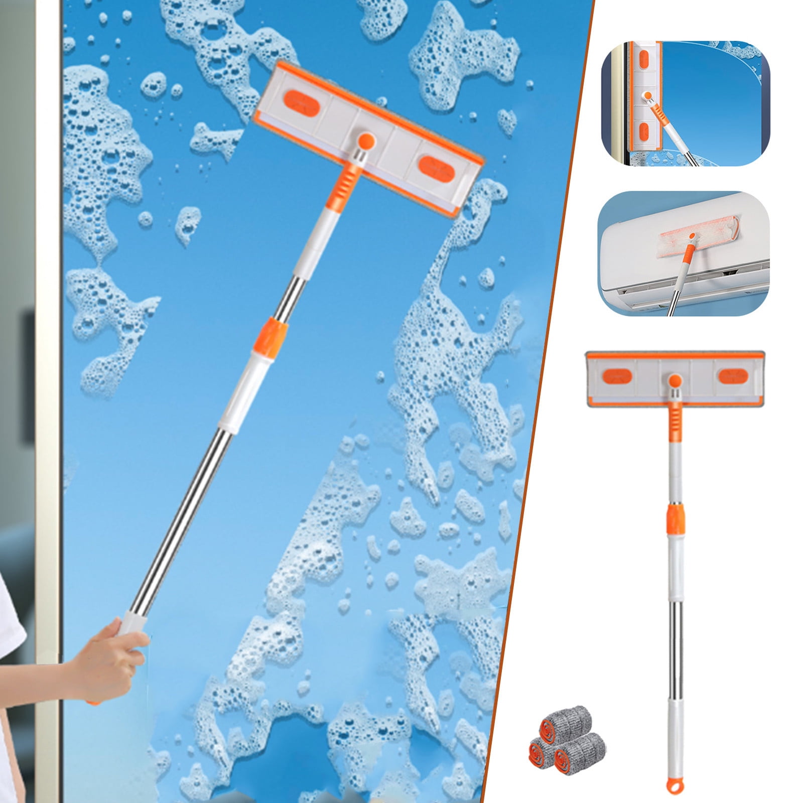 XEOVHV Glass Mop,Glass Cleaner With Retractable Handle, Flexible Pole ...