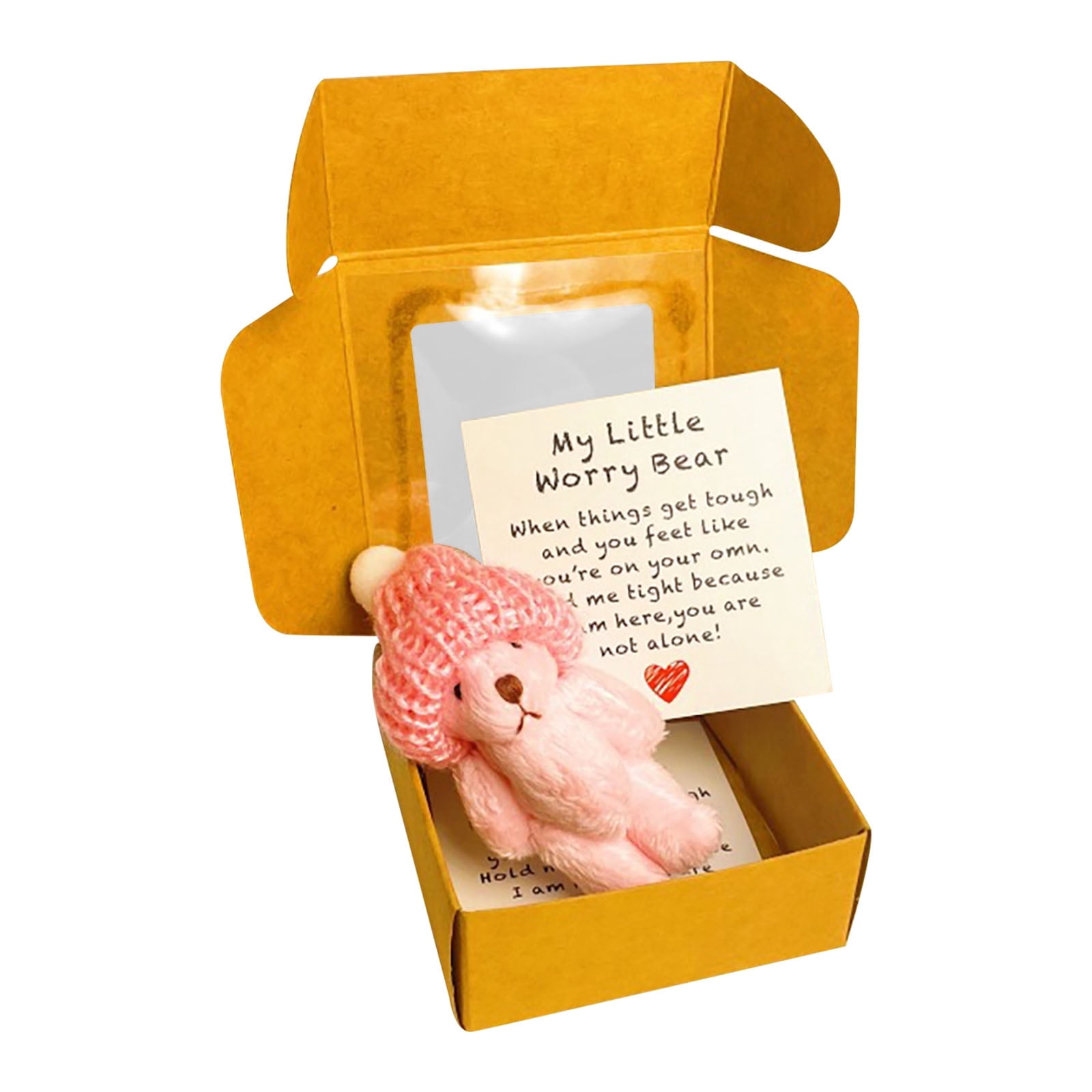 XEOVHV Little Bear in Box, 1 Set Mini Plush Bear with Inspirational ...