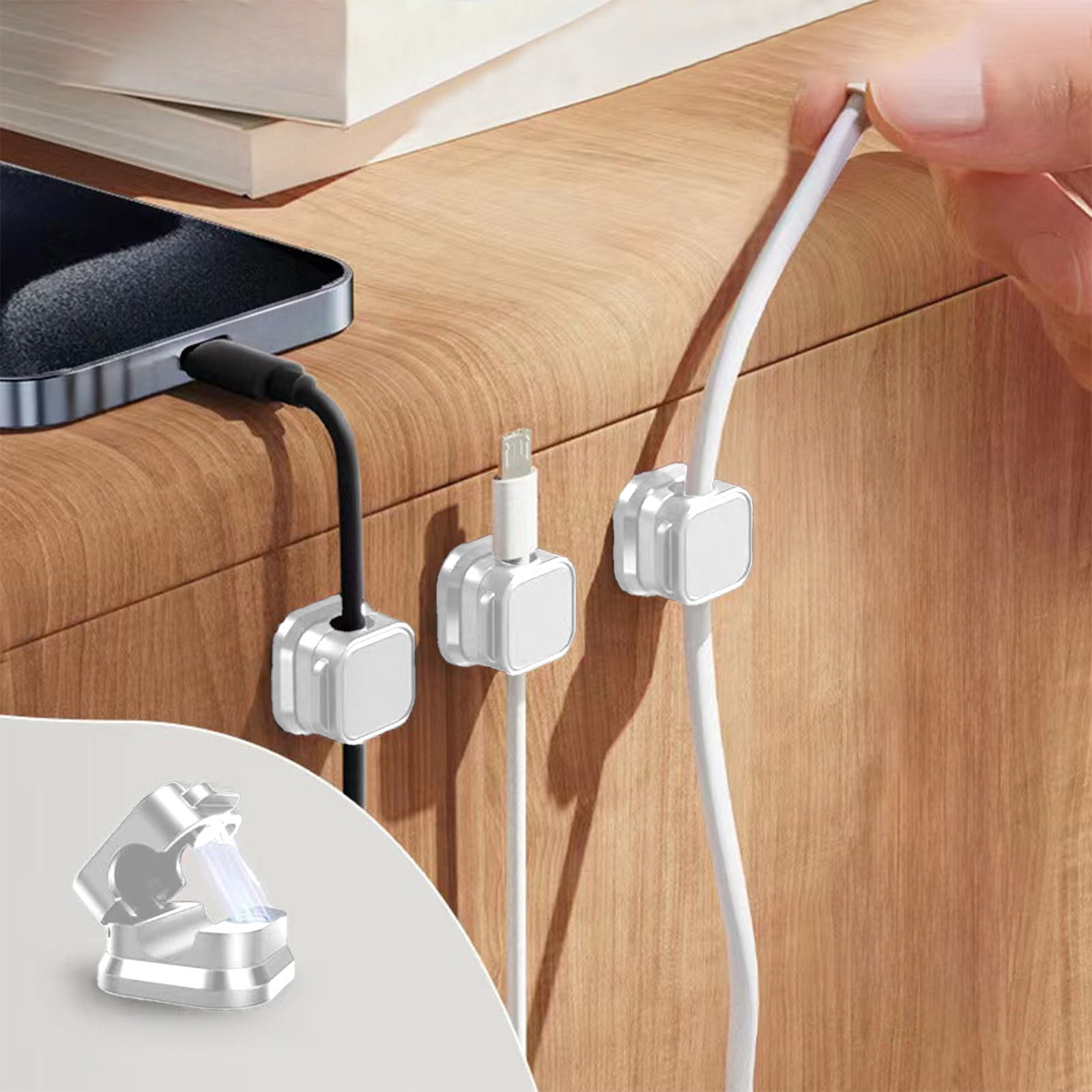 XEOVHV Magnetic Cable Organizer for Desk & Wall, No-Hole Cable ...