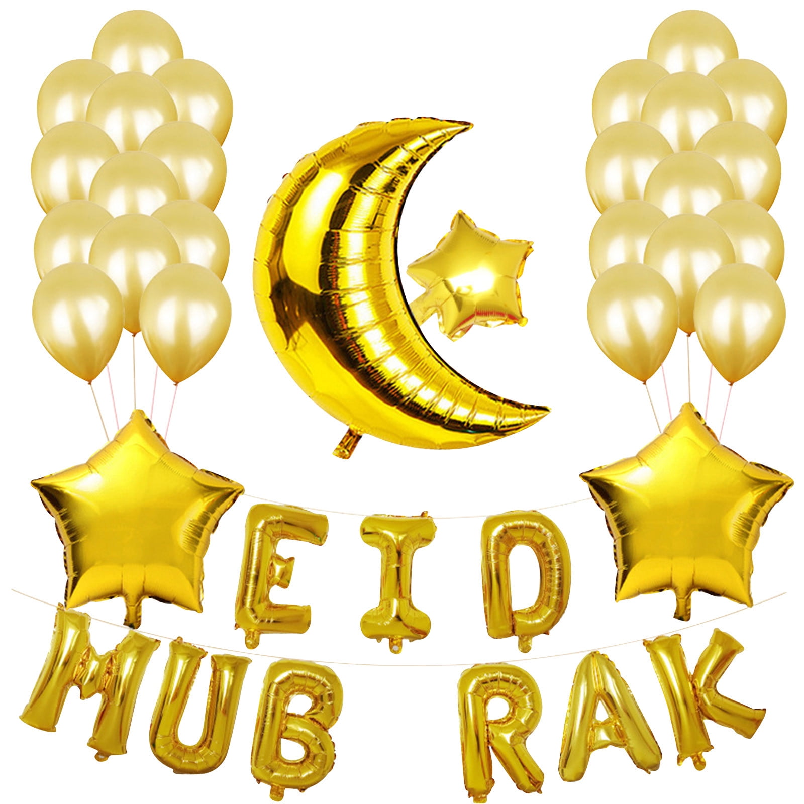 XEOVHV Ramadan Balloons Decorations Set,Ramadan Gold Balloons Eid ...