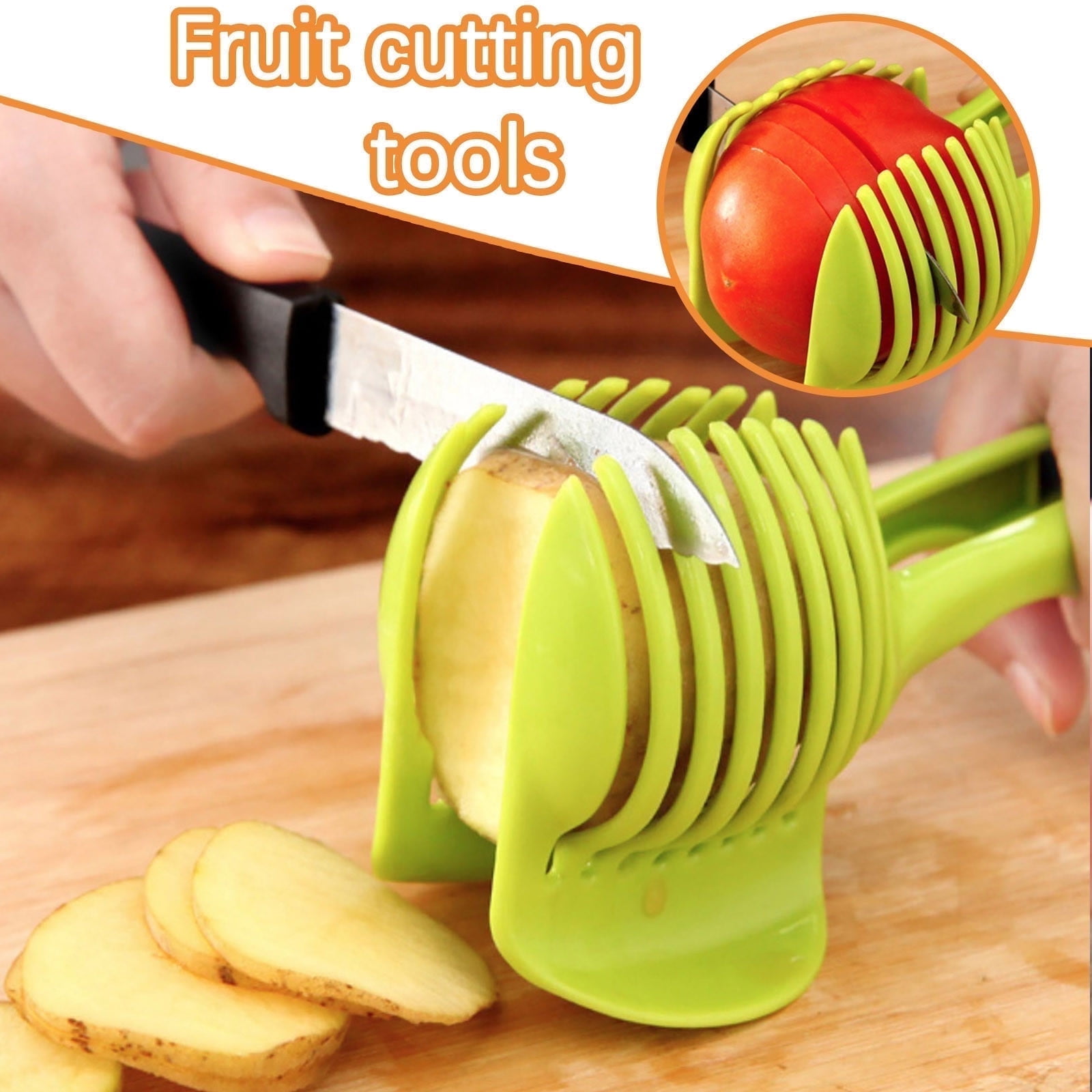 XEOVHV Tomato Slicer, Onion Cutter, Arc Ergonomic Handheld Fruit Clip ...