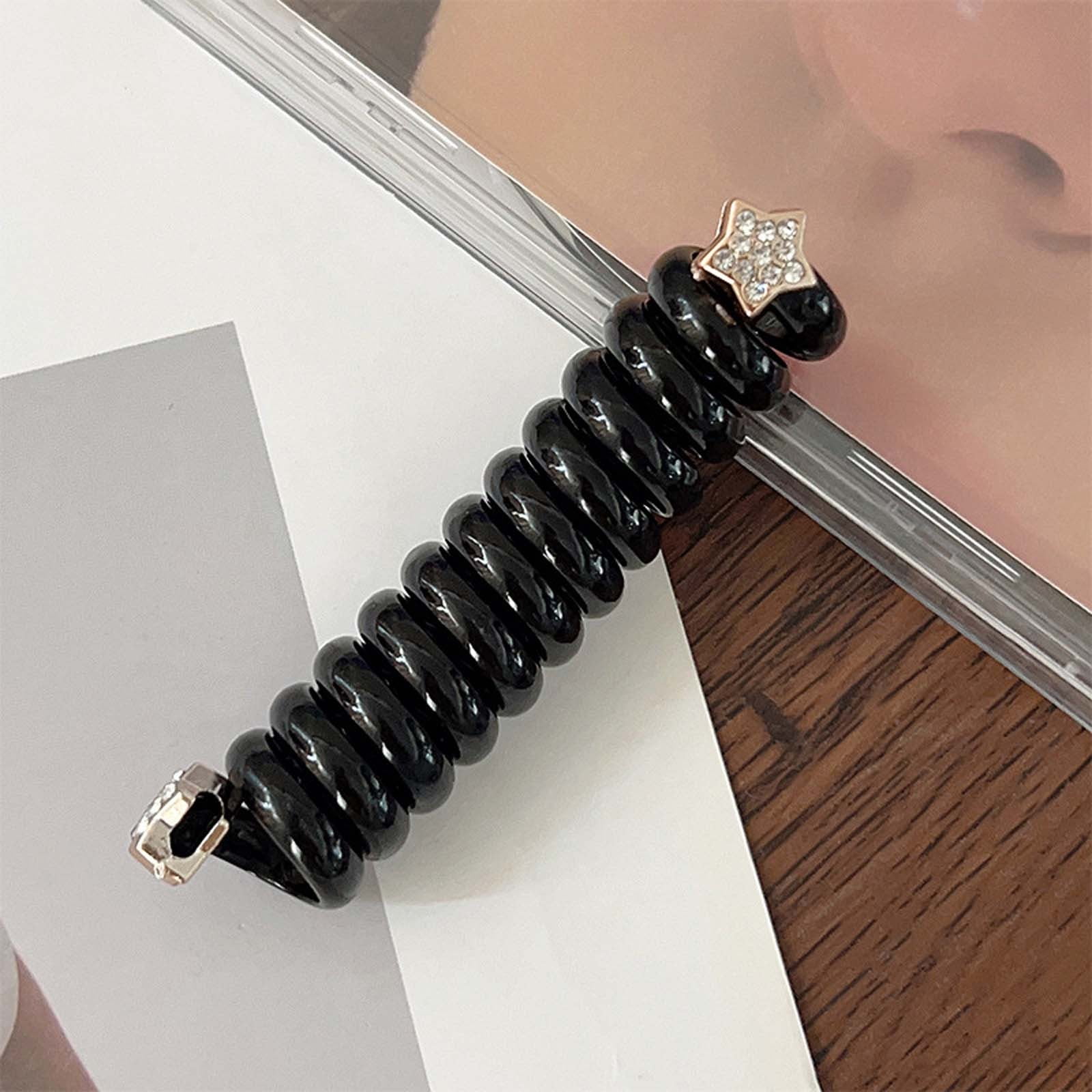 XEOVHV Telephone Wire Hair Bands,Spiral Coil Ponytail Clip for Women ...