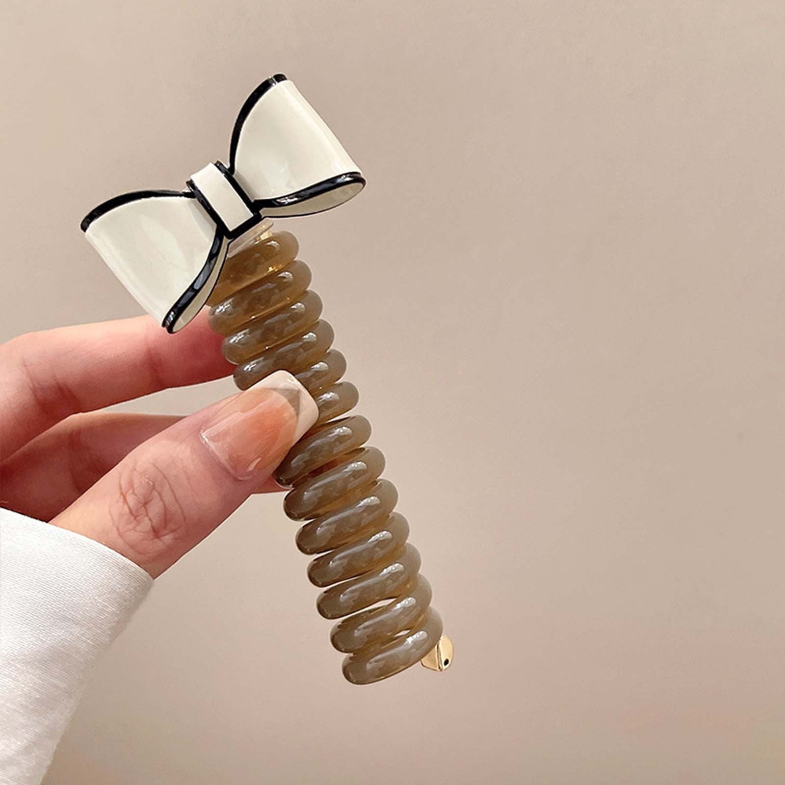 XEOVHV Telephone Wire Hair Bands,Spiral Coil Ponytail Clip for Women ...