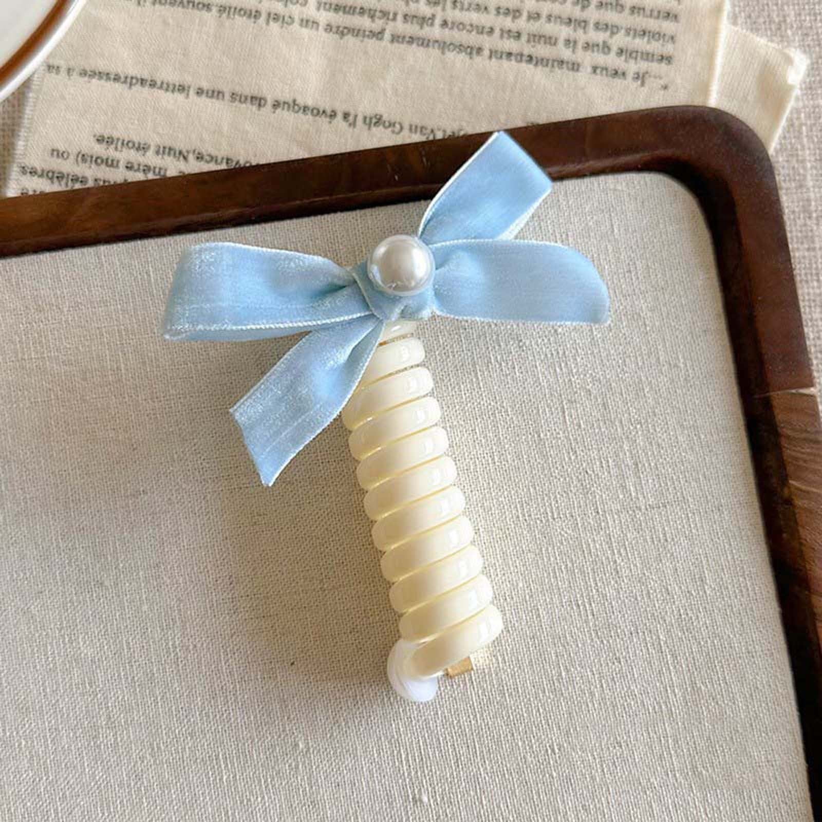 XEOVHV Telephone Wire Hair Bands,Spiral Coil Ponytail Clip for Women ...