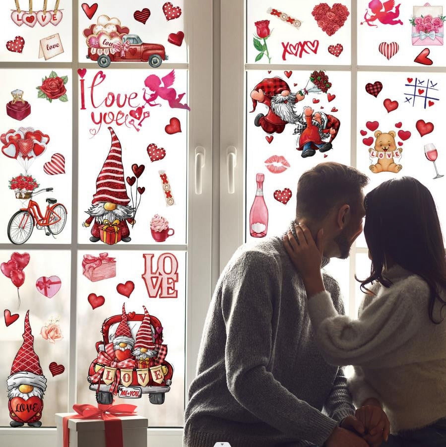 XEOVHV Valentine's Day Window Clings for Glass Window, Valentines Day ...