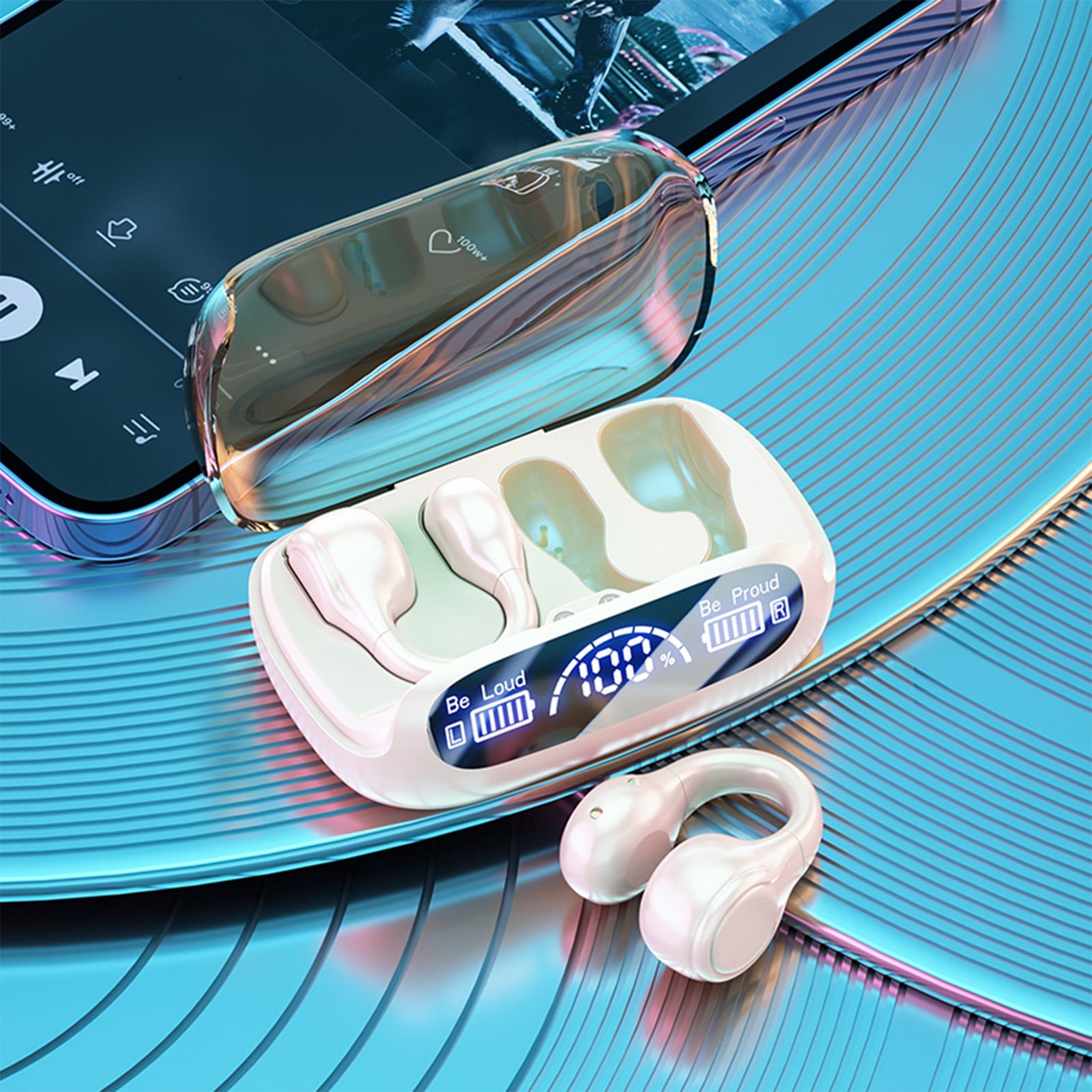 XEOVHV Wireless Ear Clip Skeleton Conduction Headphones,Wireless ...