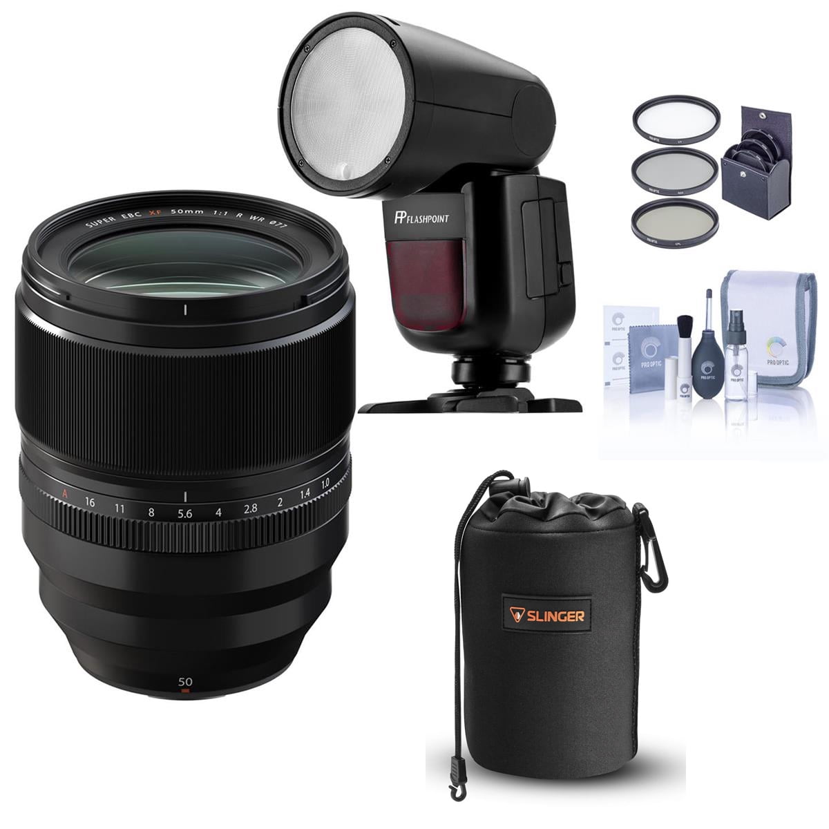Fujifilm XF 50mm f/1.0 R WR Lens, Black, Bundle with Flashpoint Zoom Li ...