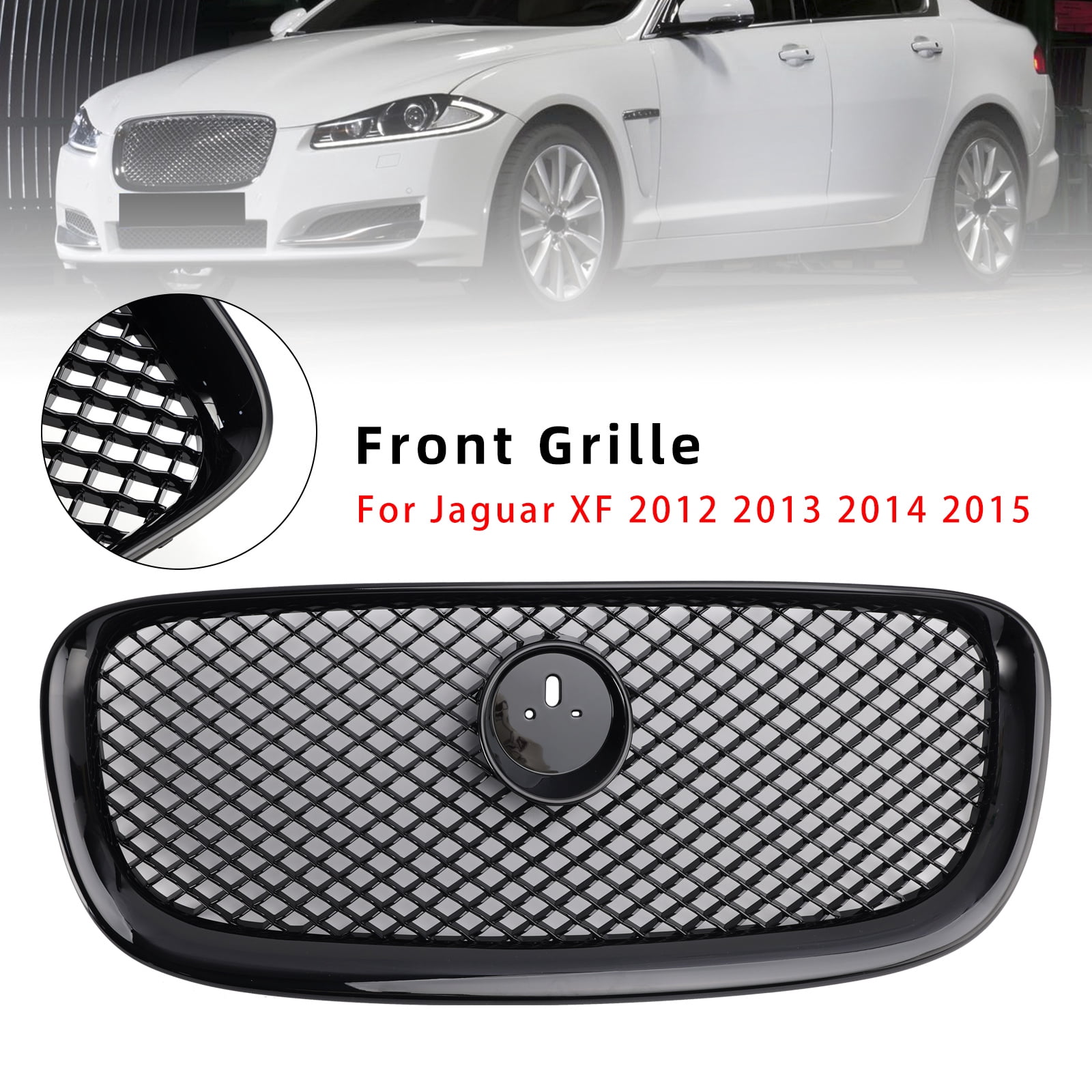 XF-R Style Front Bumper Grill Grille Fit Jaguar XF 2012-2015 Gloss ...