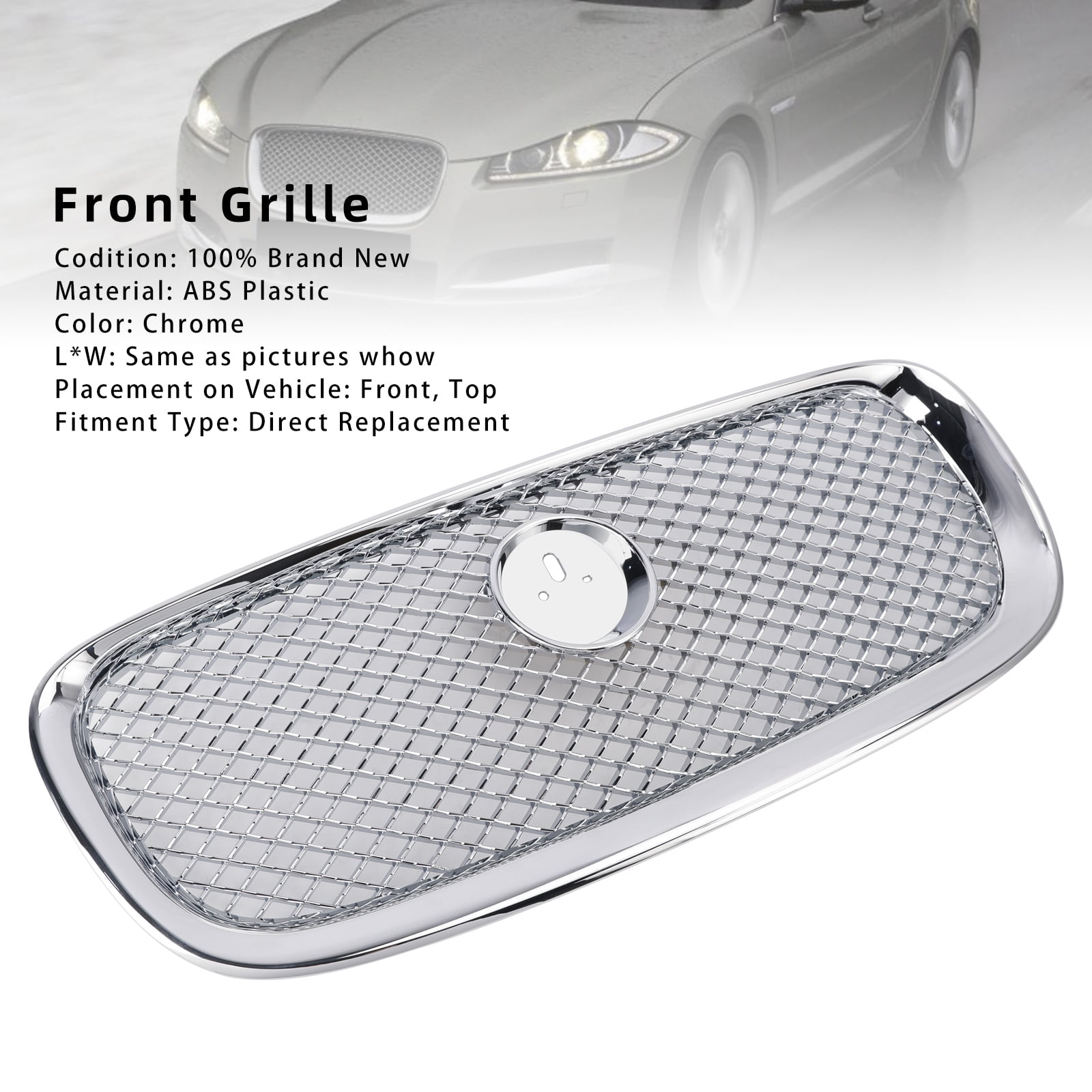 XF-R Style Front Bumper Grill Grille Fit for Jaguar XF 2012-2015 Chrome ...