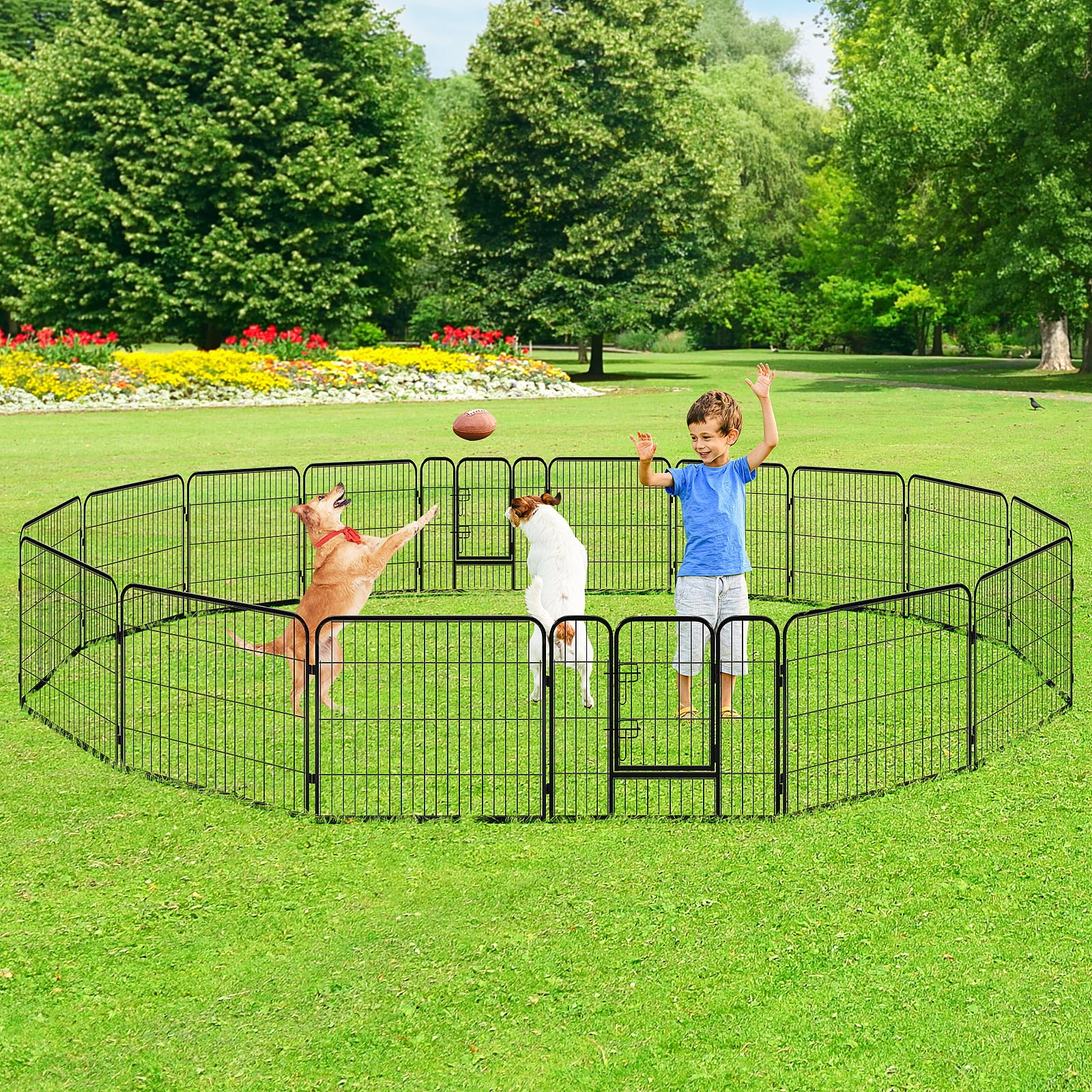 XF XINFENG Heavy-Duty Metal Dog Playpen, 16 Panels 24"H Rustproof ...