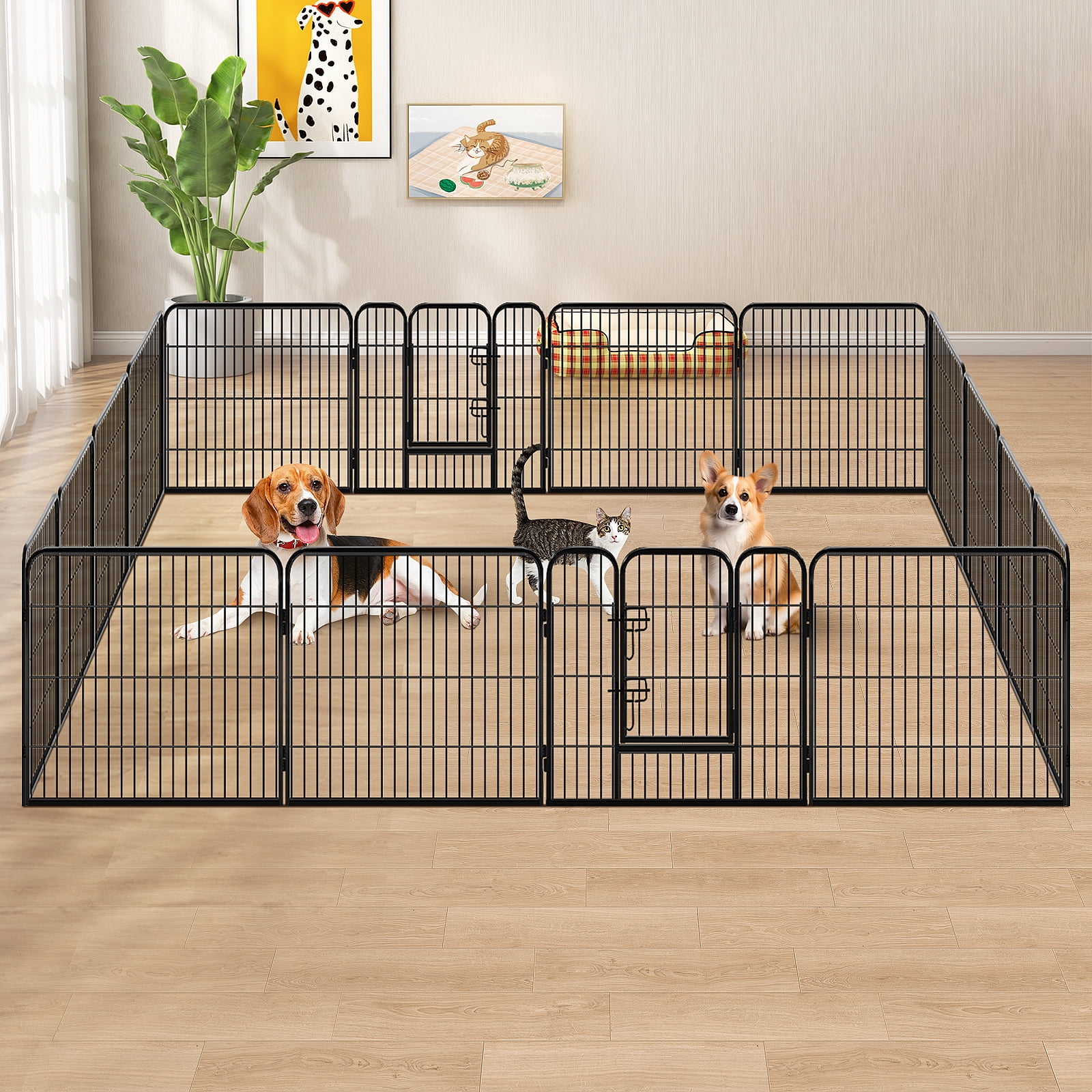 XF XINFENG Heavy-Duty Metal Dog Playpen, 16 Panels 32"H Rustproof ...