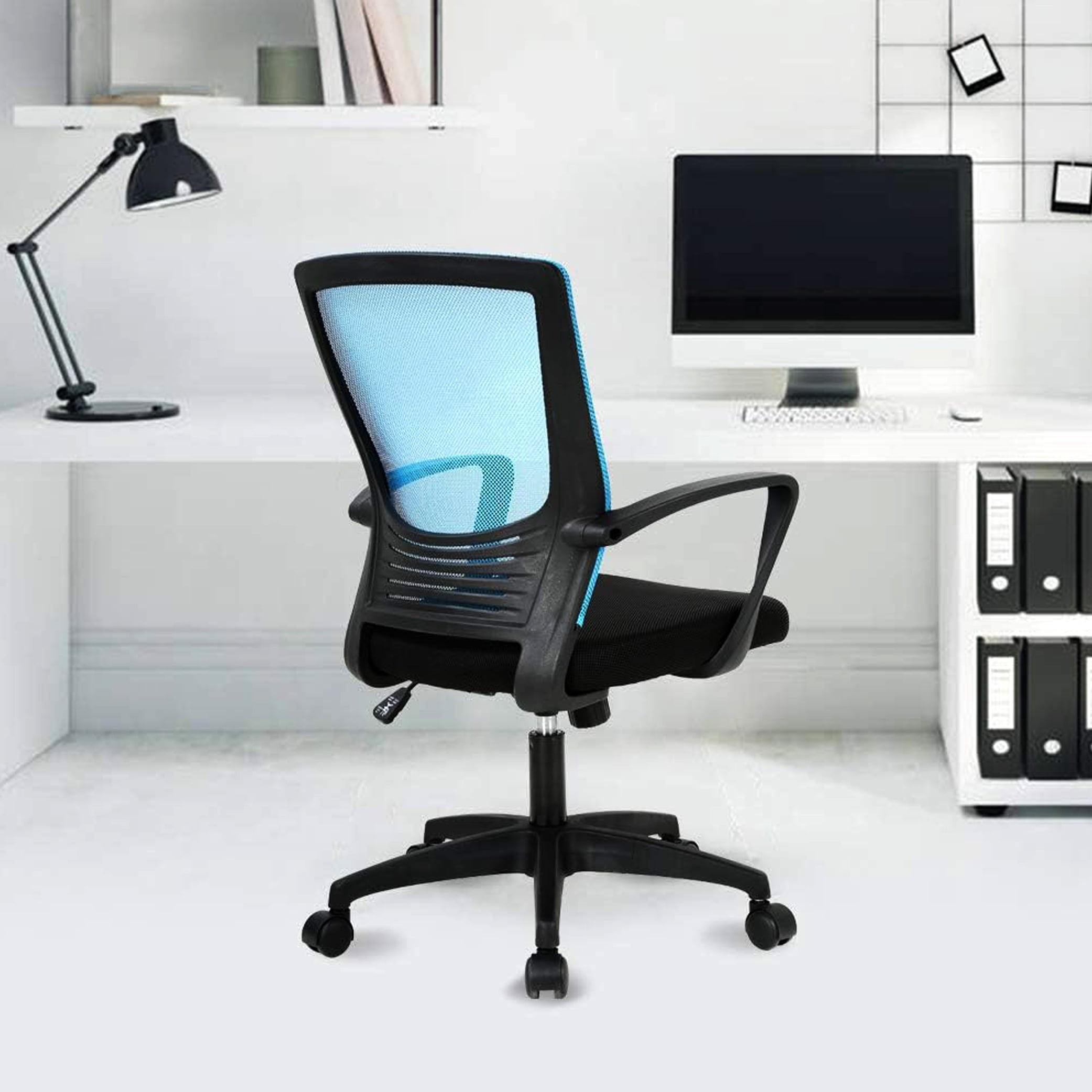 Mesh Office Chair Mid Back Lumbar Support Home Computer Desk Swivel ...