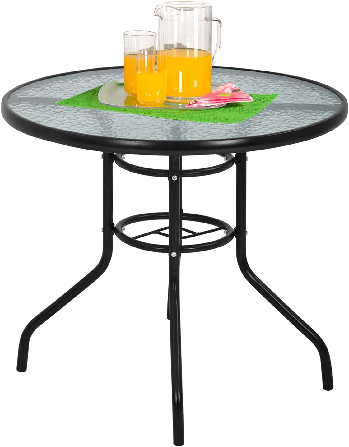 XF XINFENG Outdoor Dining Round Tempered Glass All Weather Outside ...